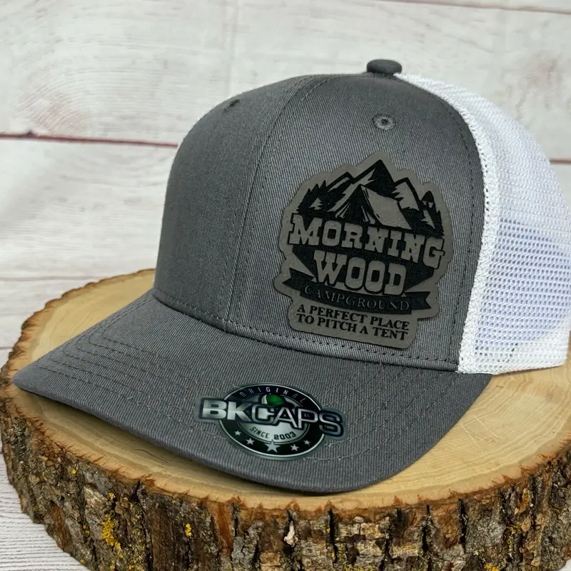 Morning Wood Campground Hat, Adjustable Snapback Cap with Bold ...