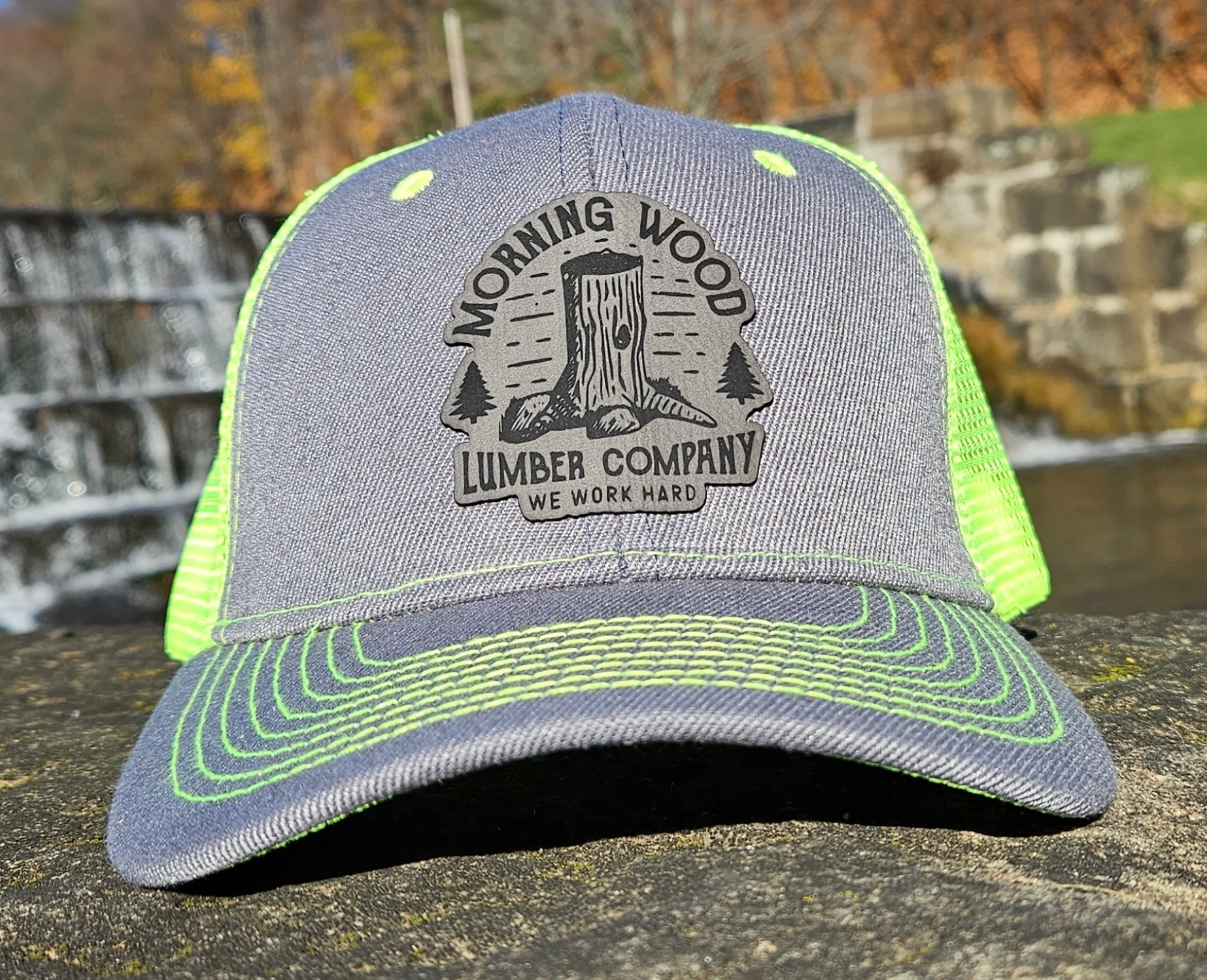 Morning Wood Lumber Company We Work Hard Snap Back Trucker Hat ...