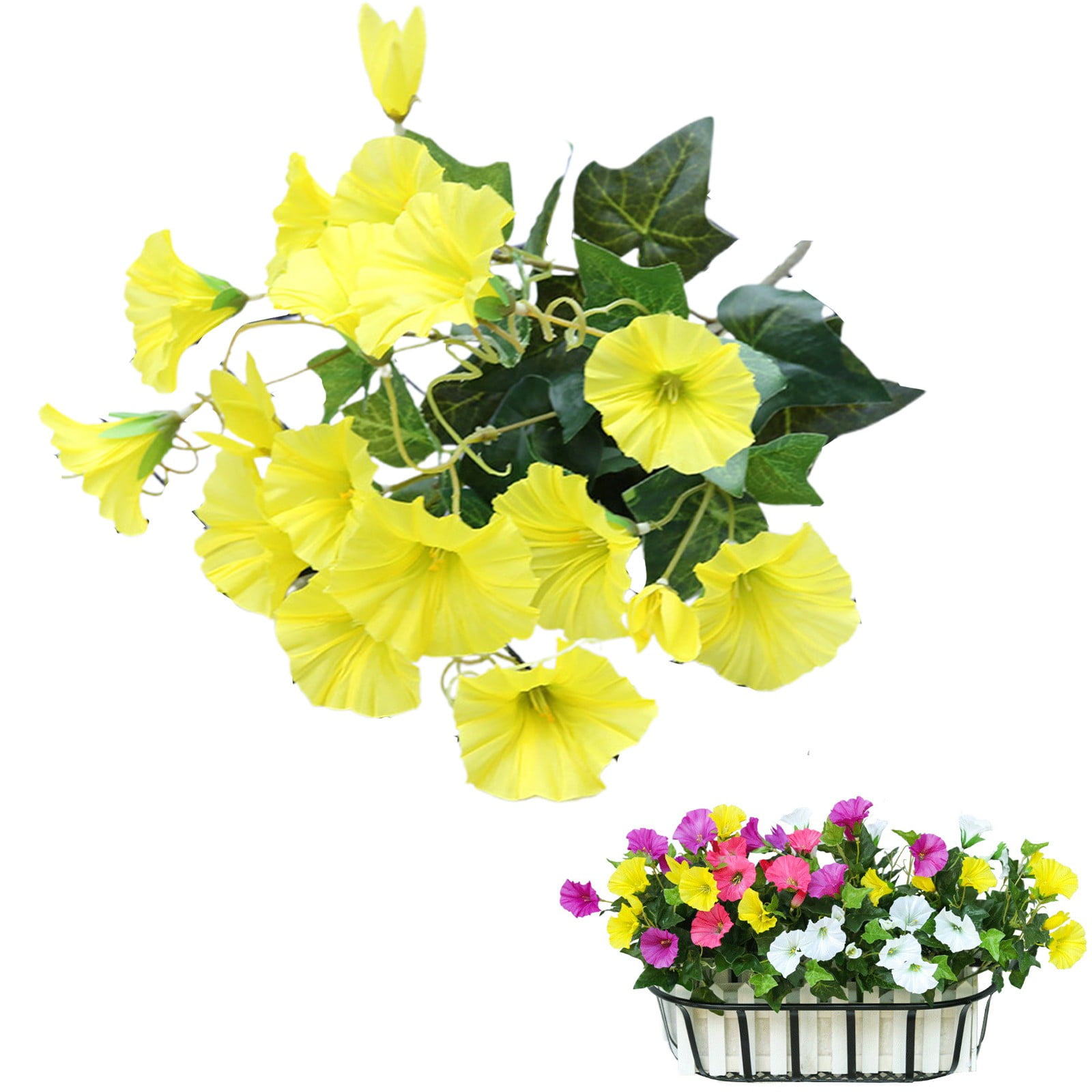 Morning glory fake flower vine yellowArtificial Faux Petunia Flower ...