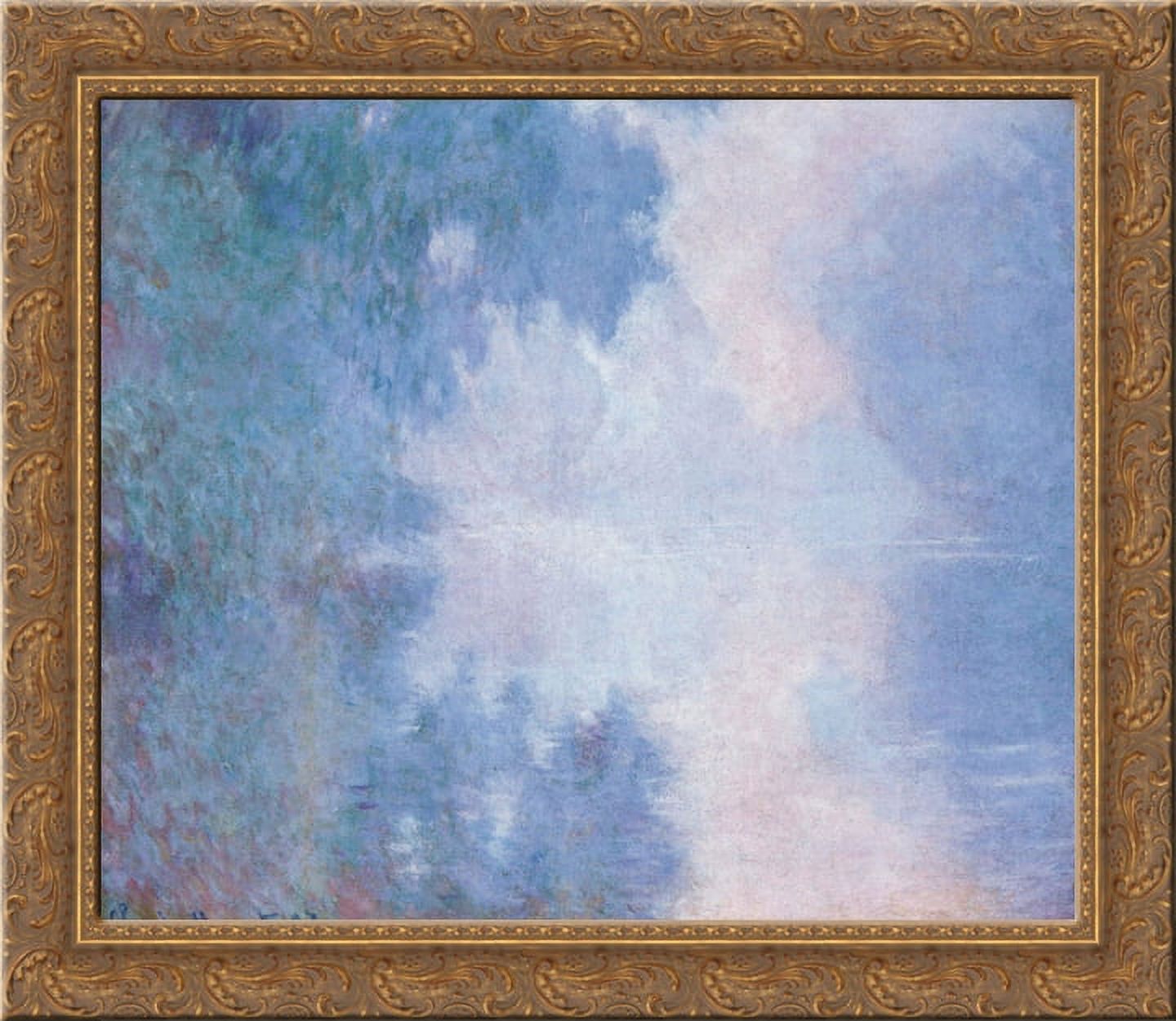 Morning on the Seine, Mist 20x20 Gold Ornate Wood Framed Canvas Art by ...