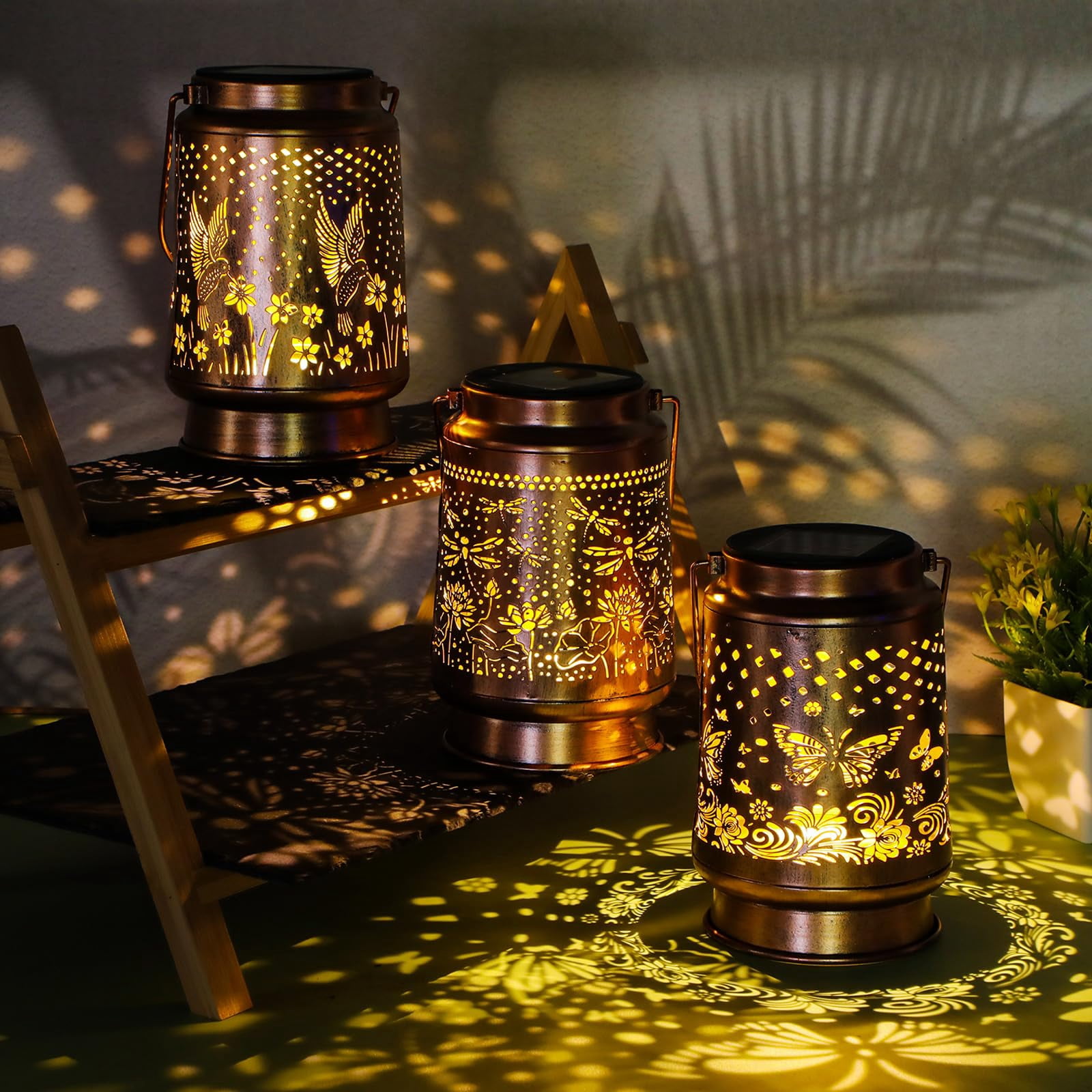 MorningRo 3 Pack Solar Lanterns Outdoor Waterproof Hanging Lights ...