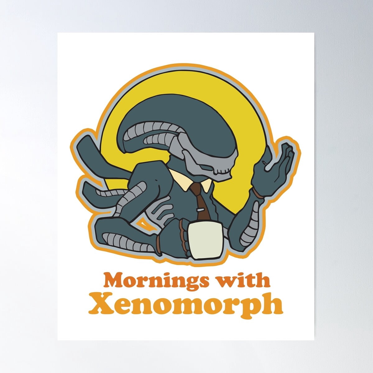 Mornings With Xenomorph Poster Wall Art, Modern Wall Decor For Living ...