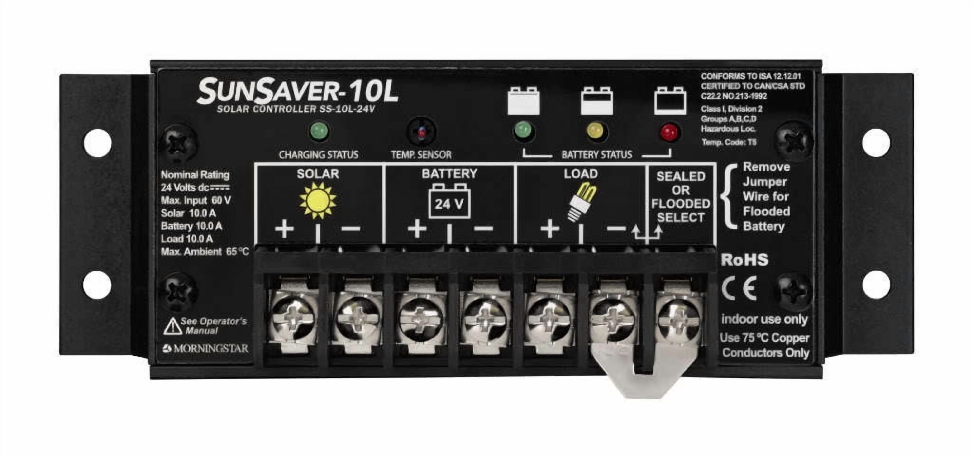 Morningstar SS-10L-24V SunSaver 10 amp 24 volt Solar Charge Controller ...