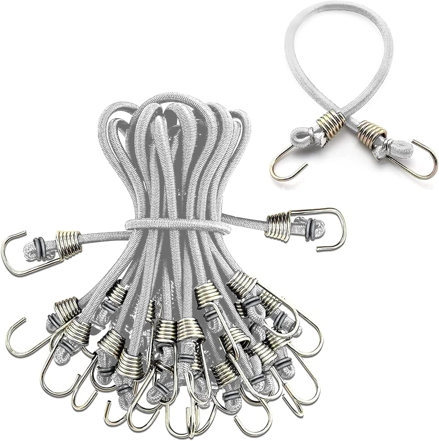 Morobor White Elastic Rope Rubber Strap, 10pcs Mini Bungee Cords with ...