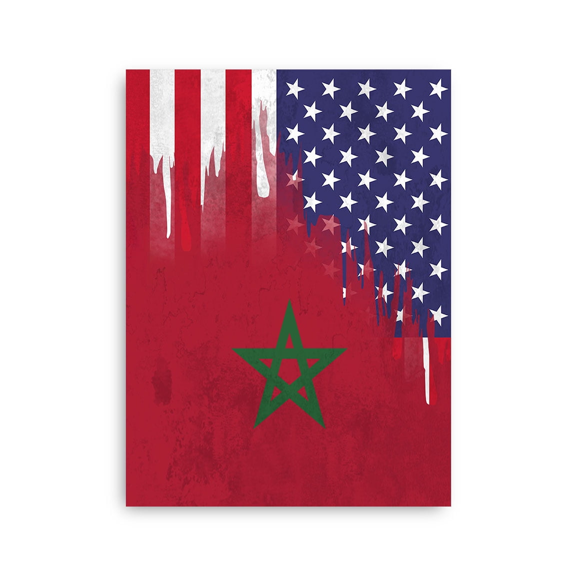 Moroccan American Flag Wall Art Friendship USA Morocco Roots Poster ...