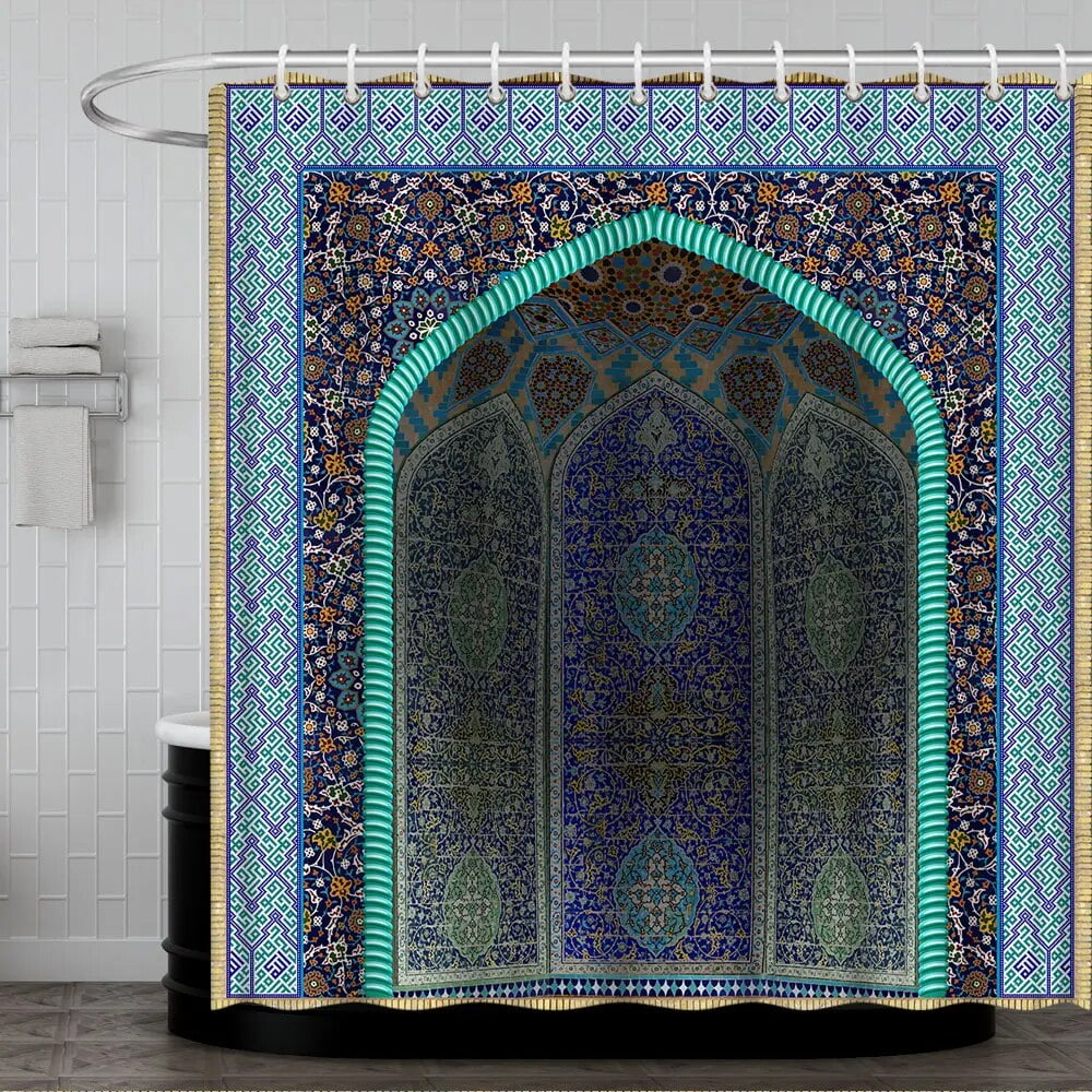 Moroccan Antique Arch Shower Curtain Vintage Islamic Geometric Pattern ...