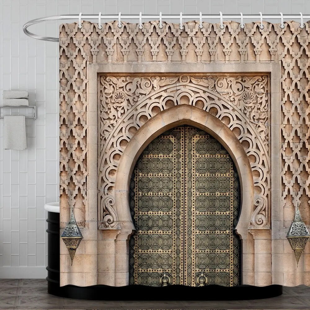 Moroccan Antique Arch Shower Curtain Vintage Islamic Geometric Pattern ...