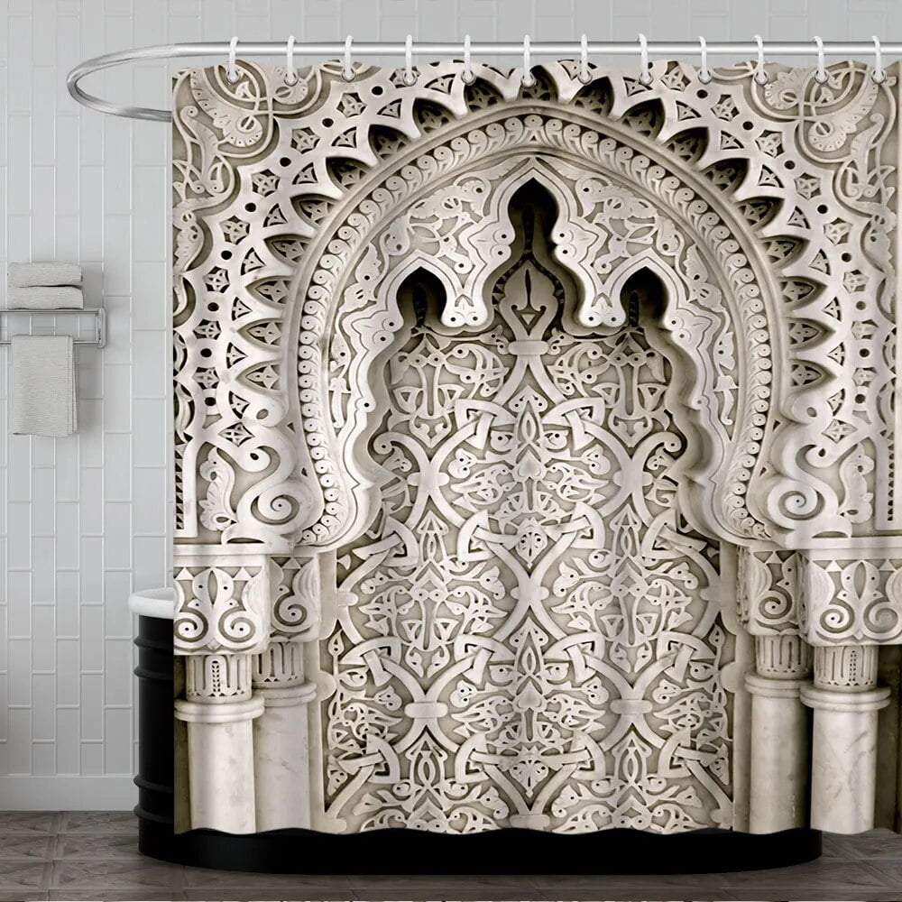 Moroccan Antique Arch Shower Curtain Vintage Islamic Geometric Pattern ...