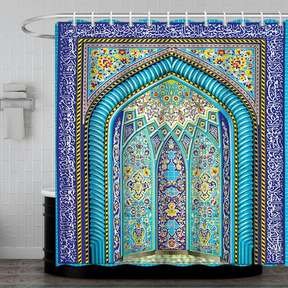 Moroccan Antique Arch Shower Curtain Vintage Islamic Geometric Pattern ...