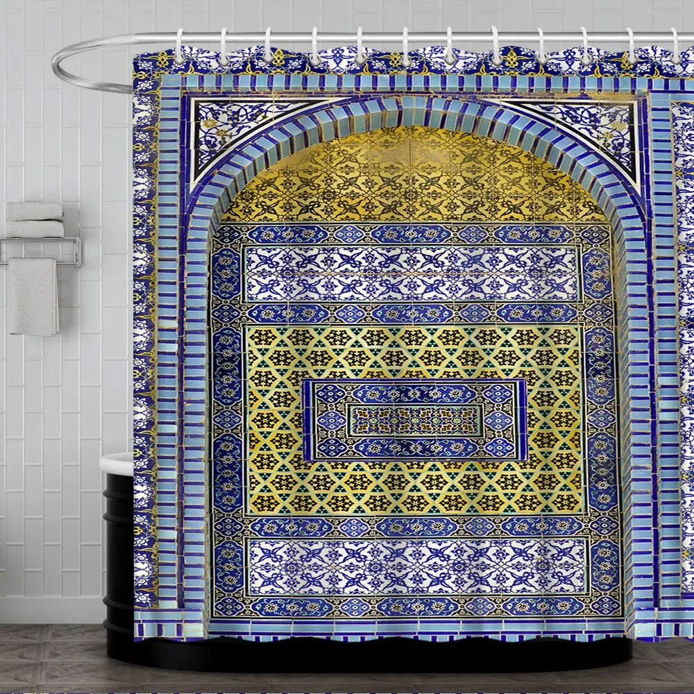 Moroccan Antique Arch Shower Curtain Vintage Islamic Geometric Pattern ...