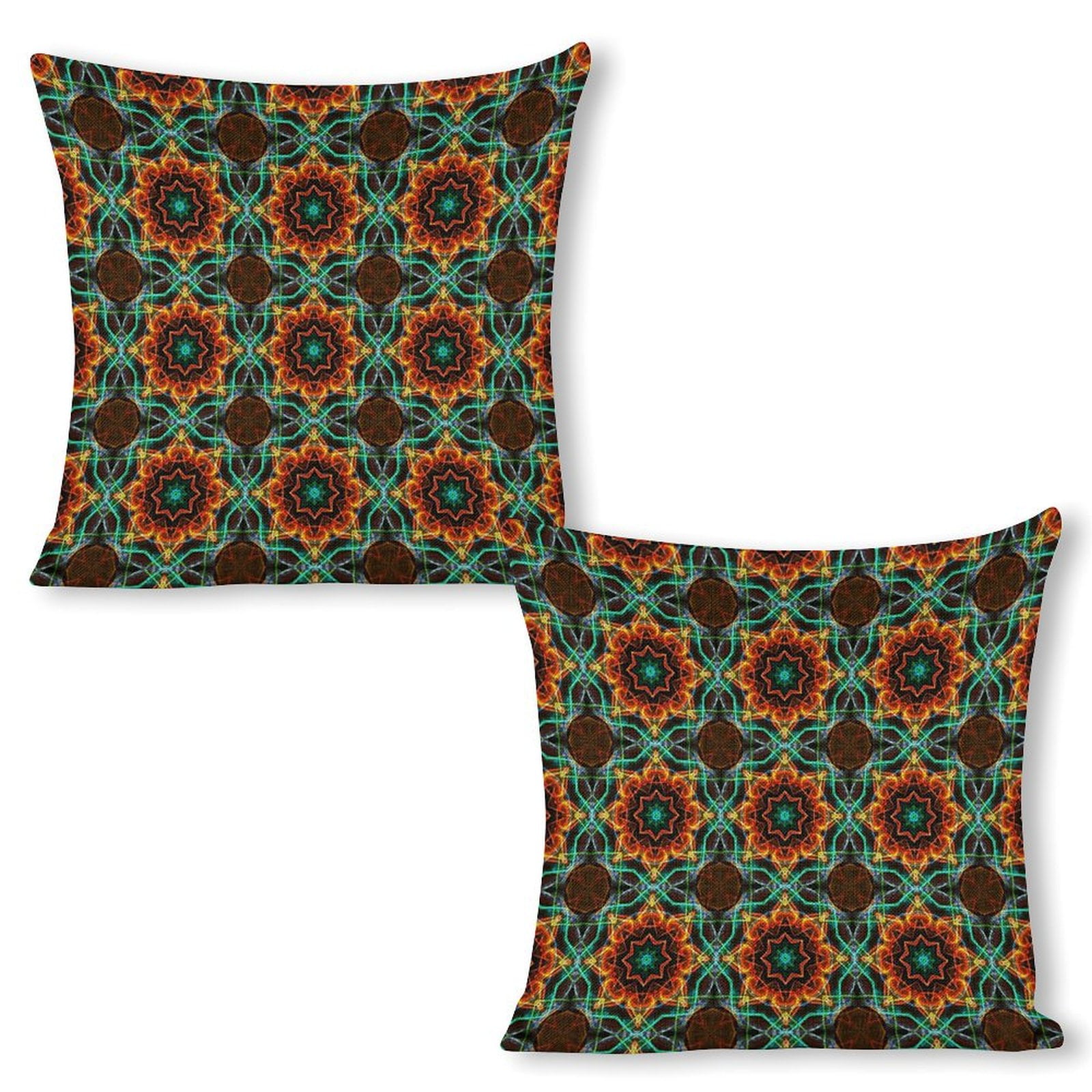 Moroccan Arabic Oriental Tile Pattern Throw Pillow Covers 18X18 Set Of ...