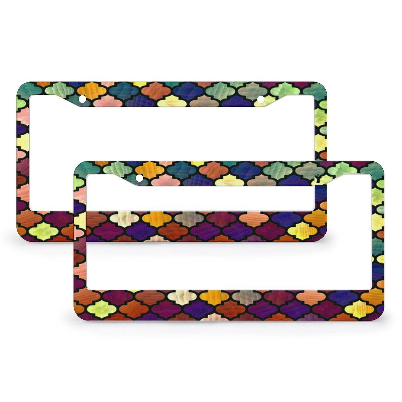 Moroccan Arabic Pattern License Plate Frame - 2 Pack Tags Frames Holder ...