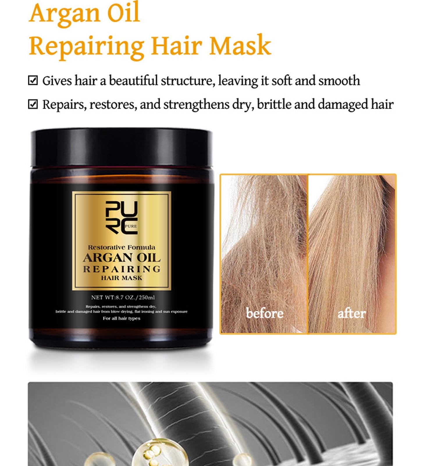 Moroccan Argan Oil Hair Care Kit, Intensive Nourishing Shampoo ...