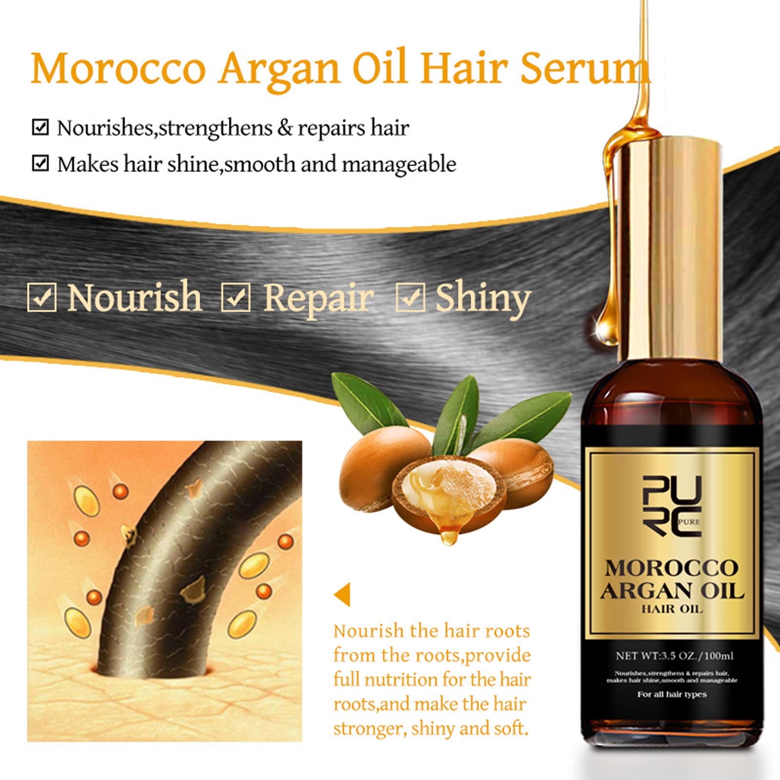 Moroccan Argan Oil Shampoo and Conditioner Set | Nourishing Repair Hair ...