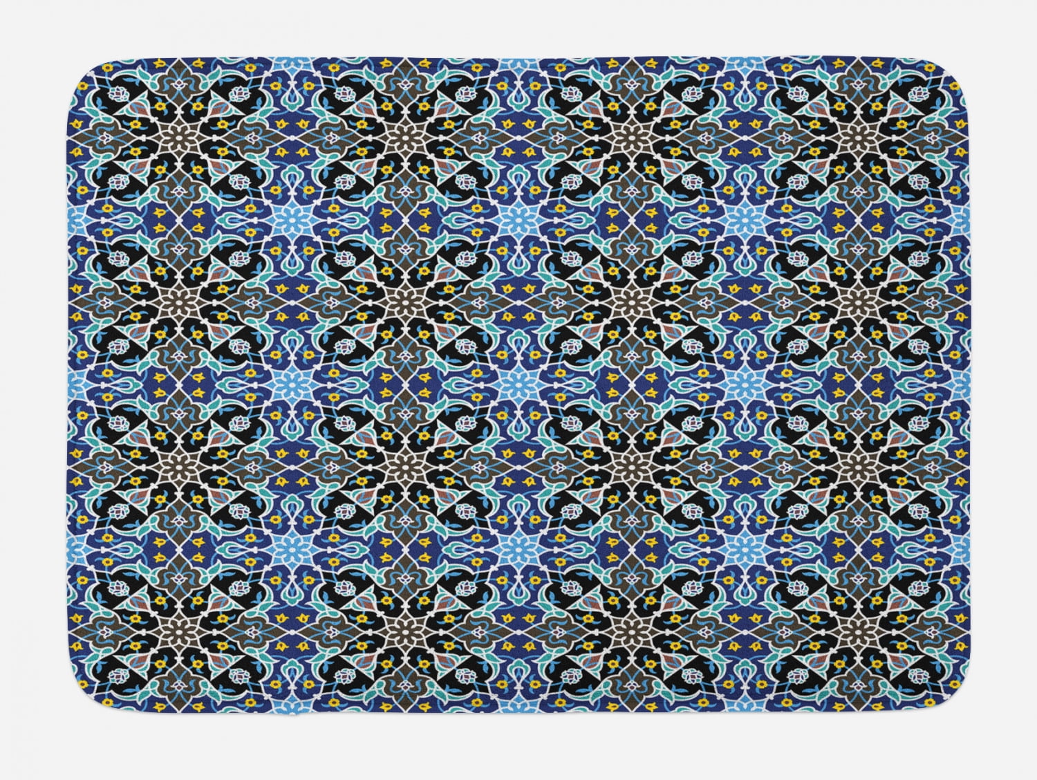 Moroccan Bath Mat, Bohemian Eastern Arabic Pattern with Interlacing ...