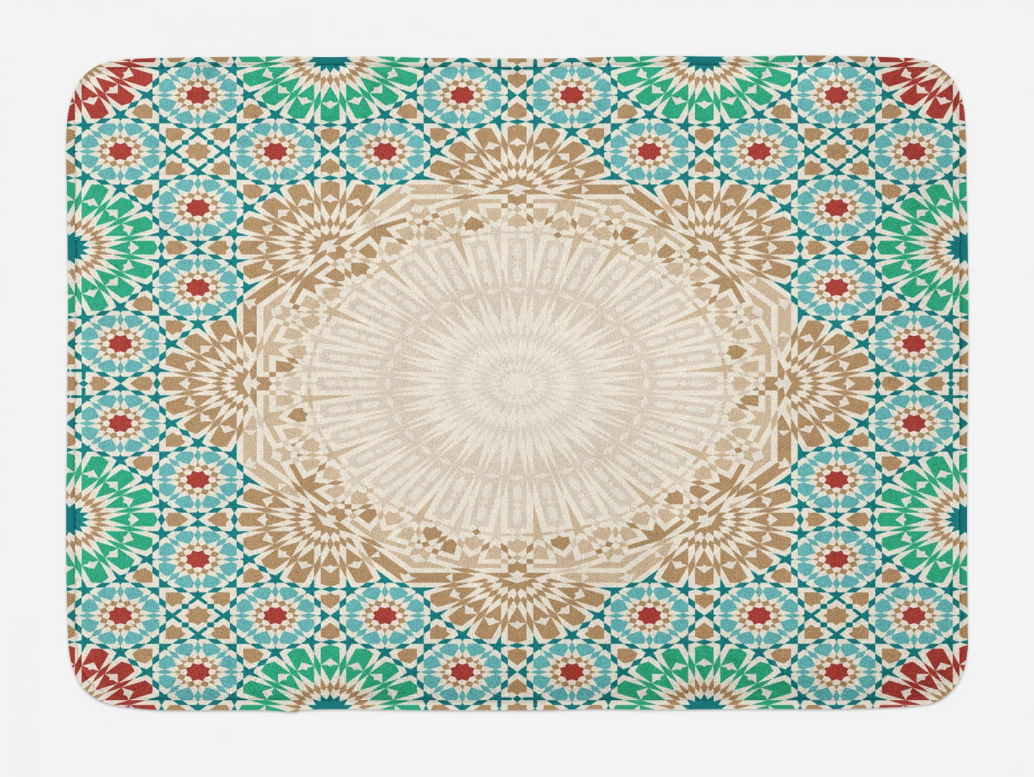 Moroccan Bath Mat, Ottoman Mosaic Art Pattern with Oriental Floral ...