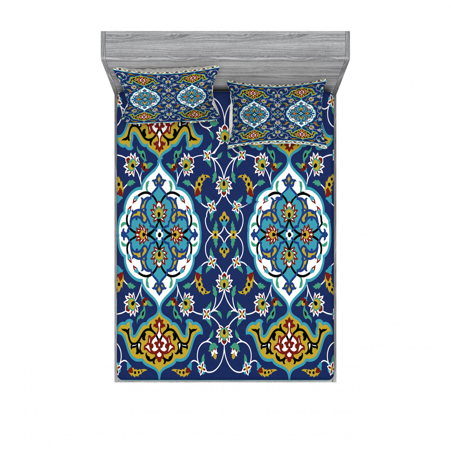 Moroccan Bedding Set with Sheet & Covers, Oriental Motif with Vintage ...