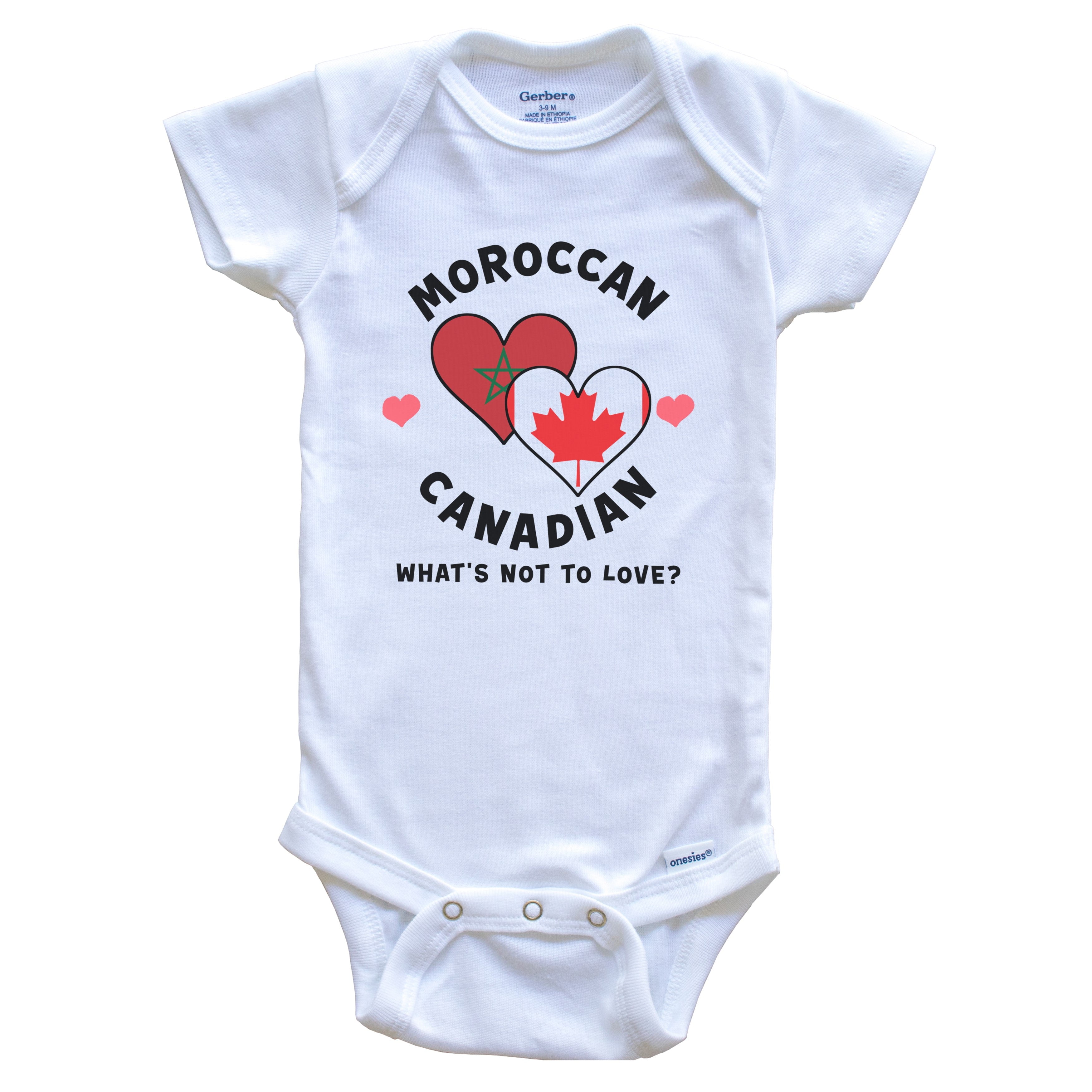 Moroccan Canadian What's Not To Love Heart Flags Baby Bodysuit ...