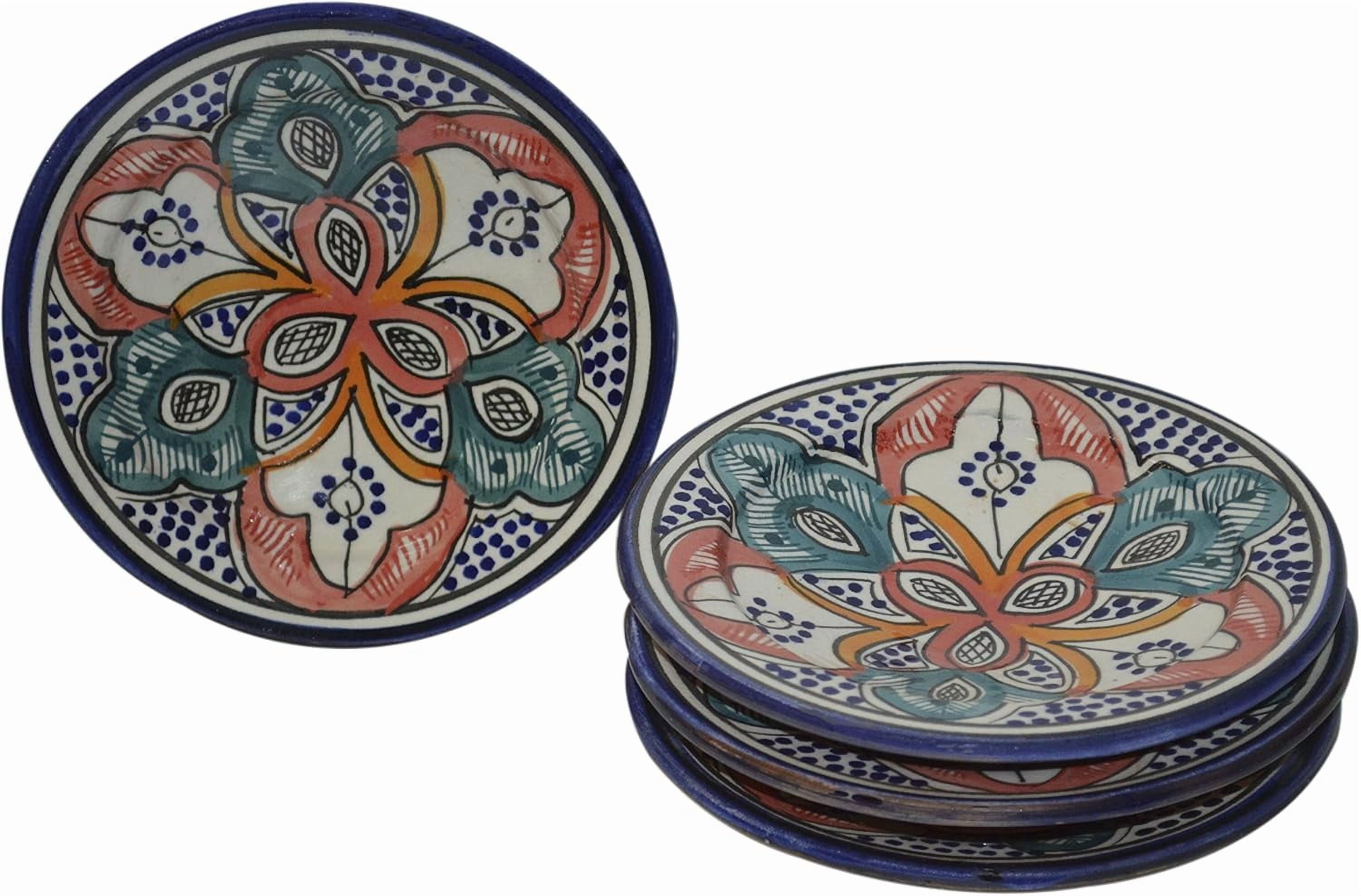 Moroccan Ceramic Plates Handmade Appetizer Tapas Serving Set Of 4 ...