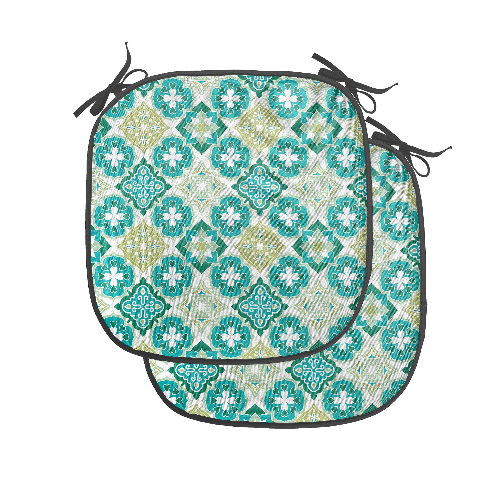 Moroccan Chair Seating Cushion Set of 2, Colored Tiled Pattern ...