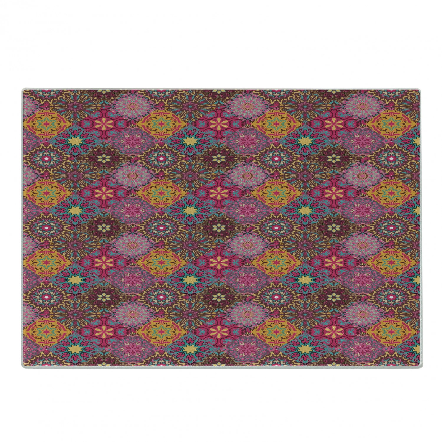 Moroccan Cutting Board, Vibrant Mandala Motifs in Squares Eastern ...