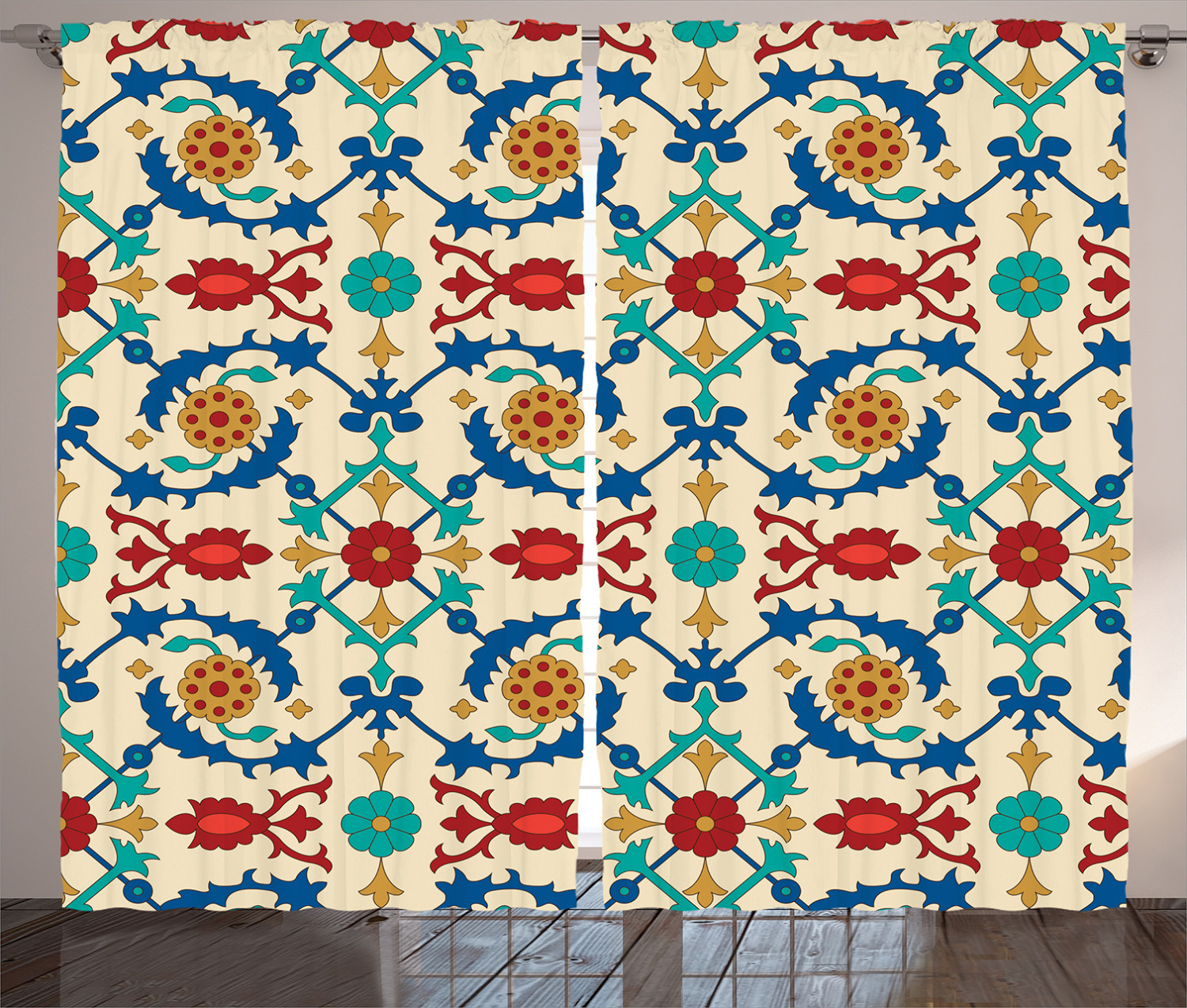 Ambesonne Colorful Curtains 2 Panel Set, Eastern Culture Ornaments, 108 ...