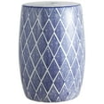 JONATHAN Y Moroccan Diamonds 18" Ceramic Drum Garden Stool, Blue/White ...