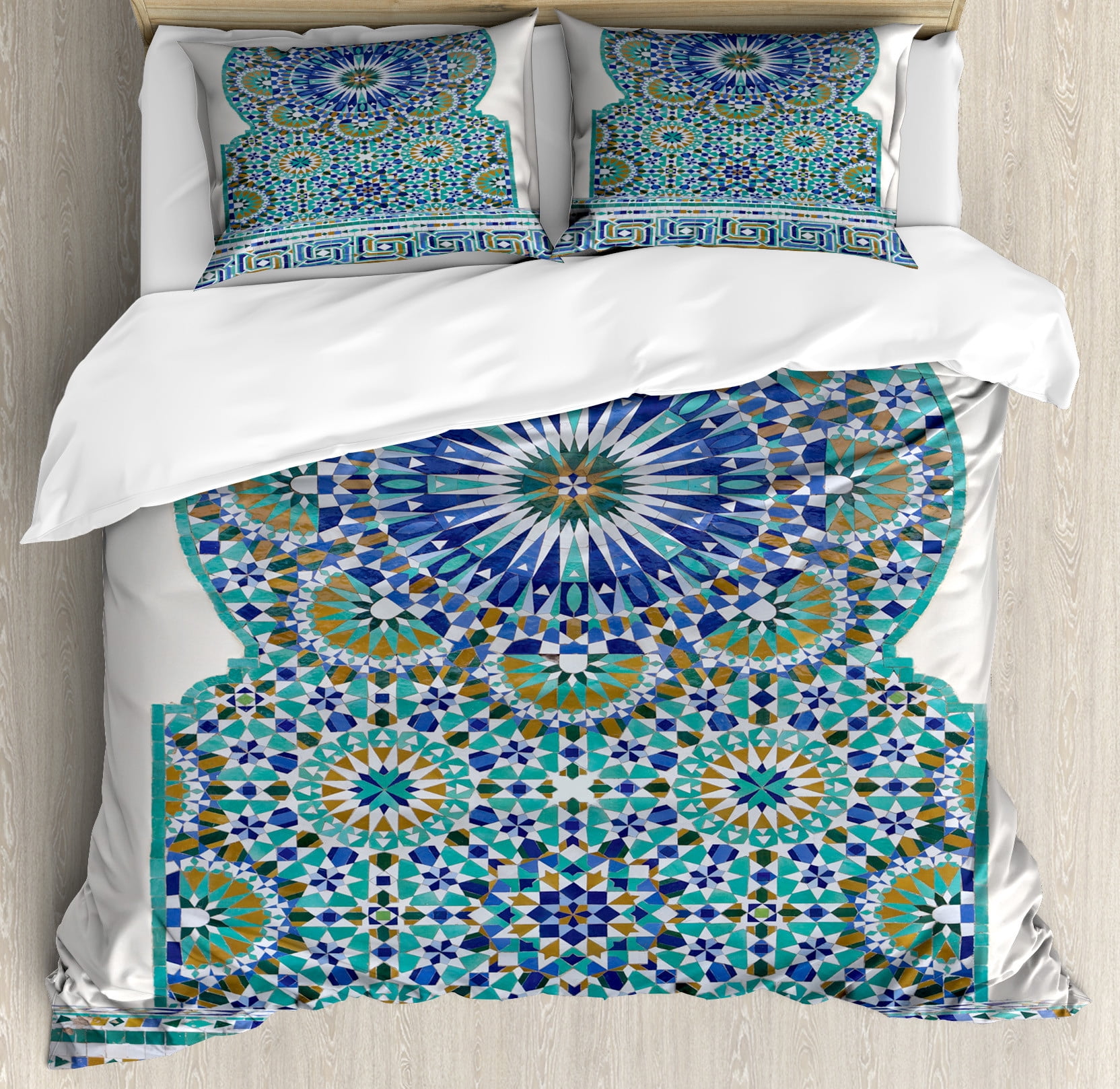 Moroccan Duvet Cover Set, Ceramic Tile Antique East Pattern Heritage ...