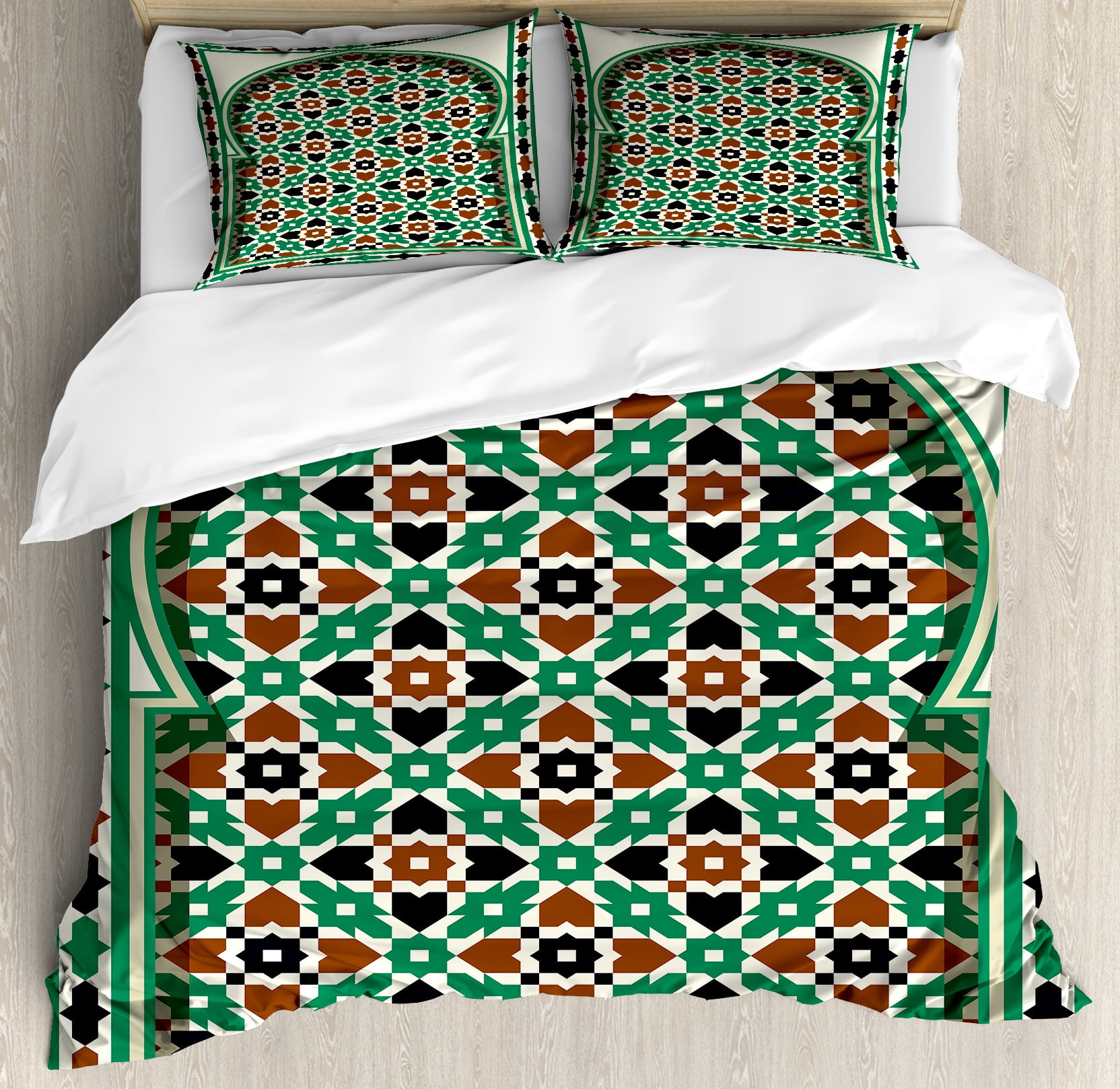 Moroccan Duvet Cover Set, Middle Eastern Style Moroccan Door Arch with ...