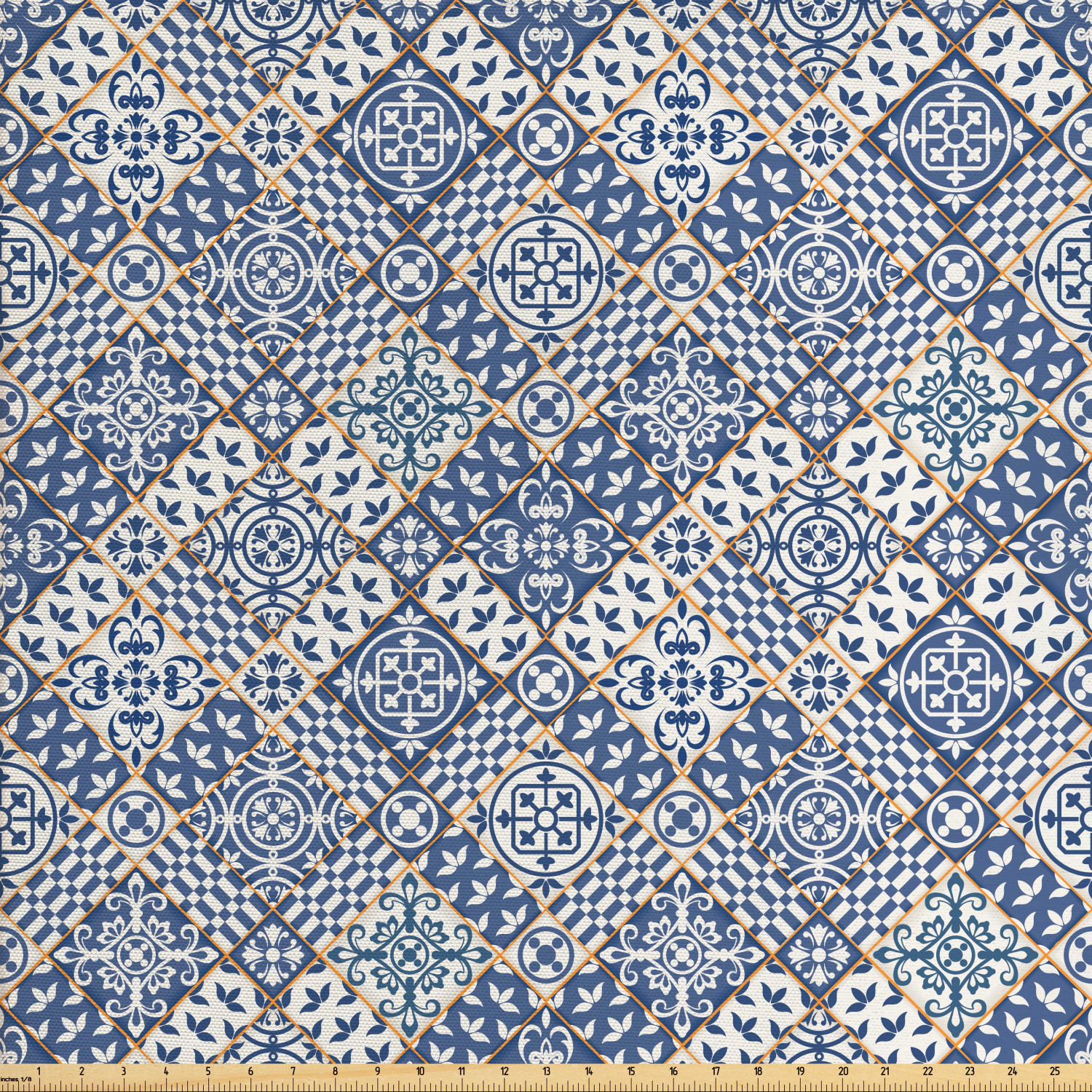 Ambesonne Moroccan Fabric by the Yard Upholstery, Oriental Rectangles ...
