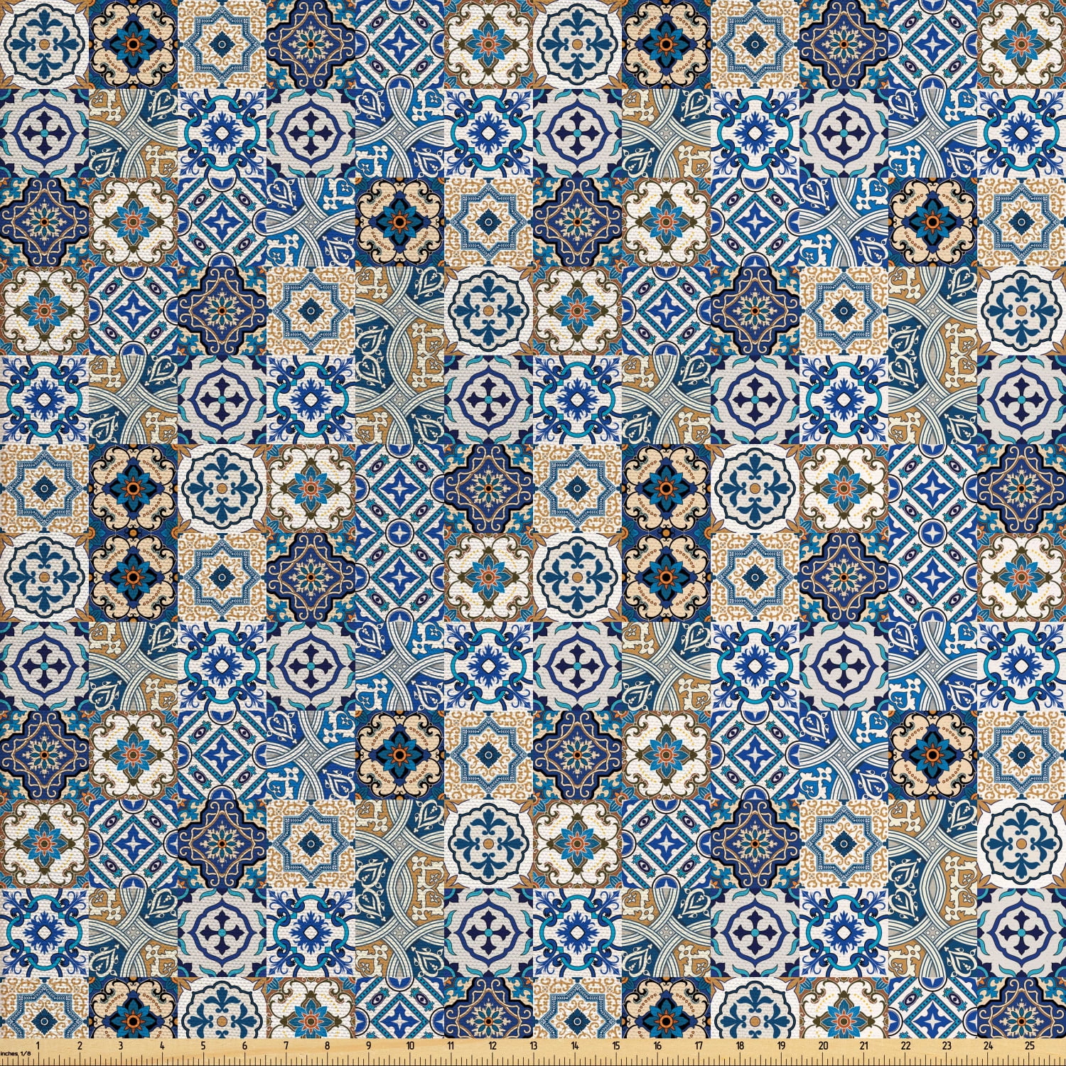 Ambesonne Moroccan Fabric by the Yard Upholstery, Portuguese ...