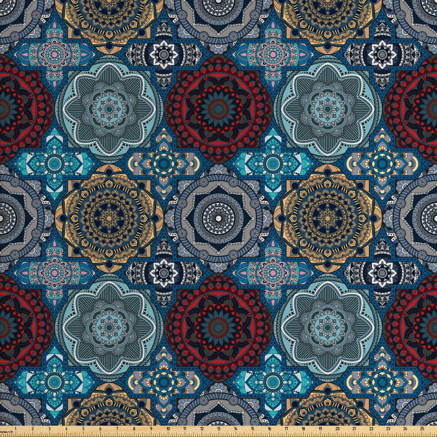 Ambesonne Moroccan Fabric by the Yard Upholstery, Retro Ottoman, 10 ...