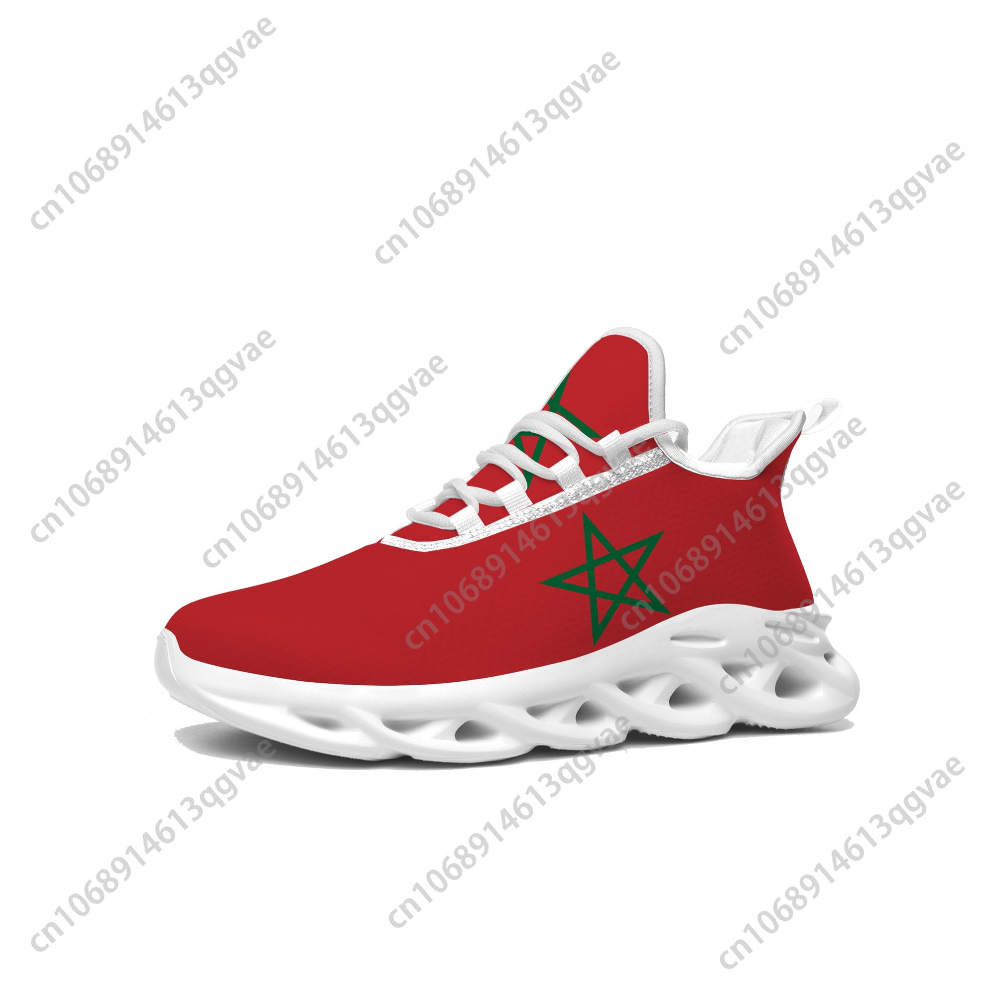 Moroccan Flag Flats Sneakers Mens Womens Sports Morocco Shoes High ...