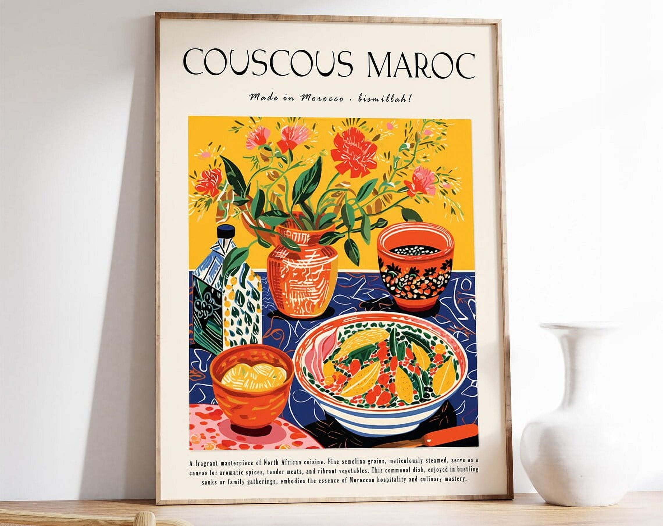 Moroccan Food Poster, Moroccan Food Print, Couscous Poster, Middle ...
