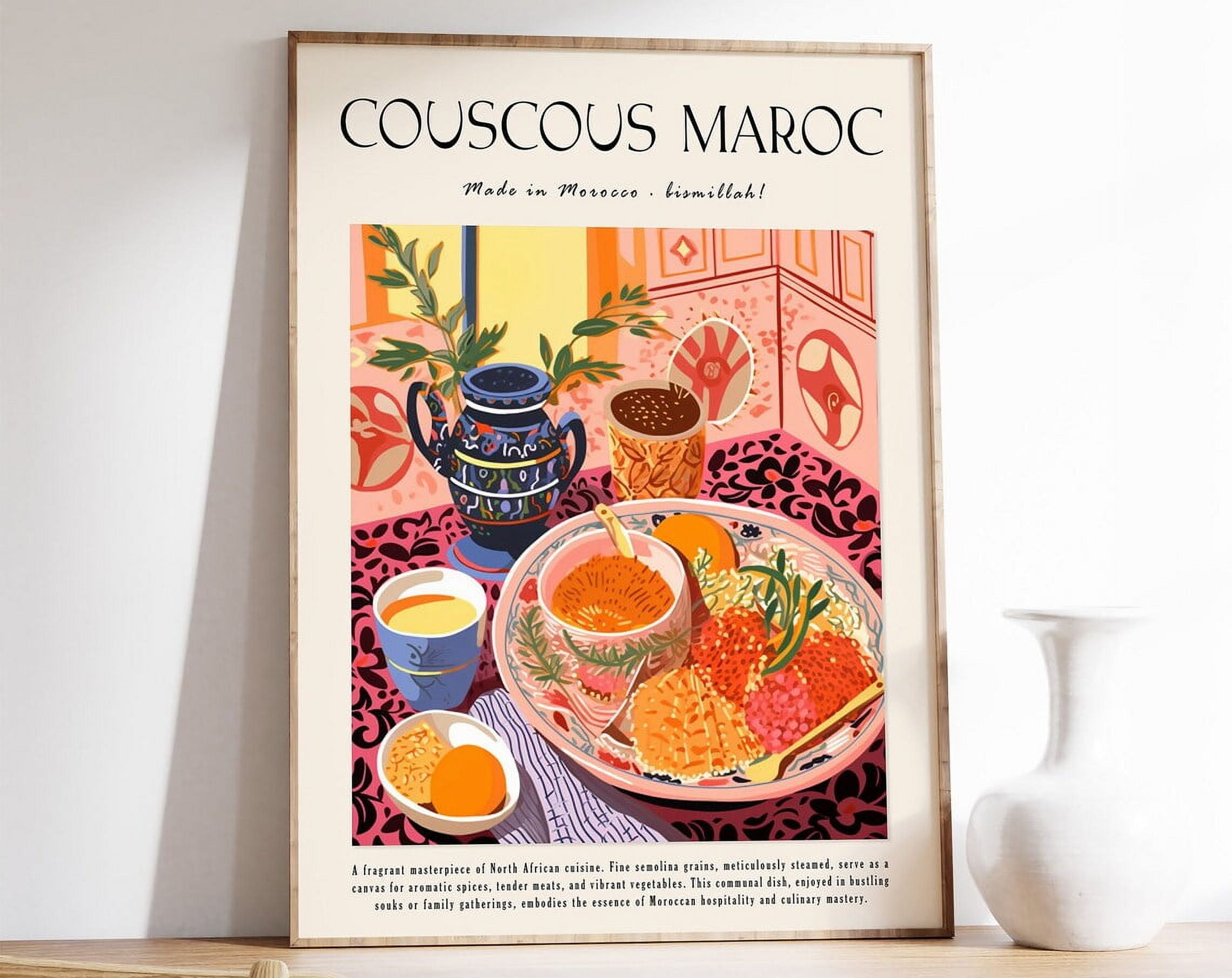 Moroccan Food Poster, Moroccan Food Print, Couscous Poster, Middle ...