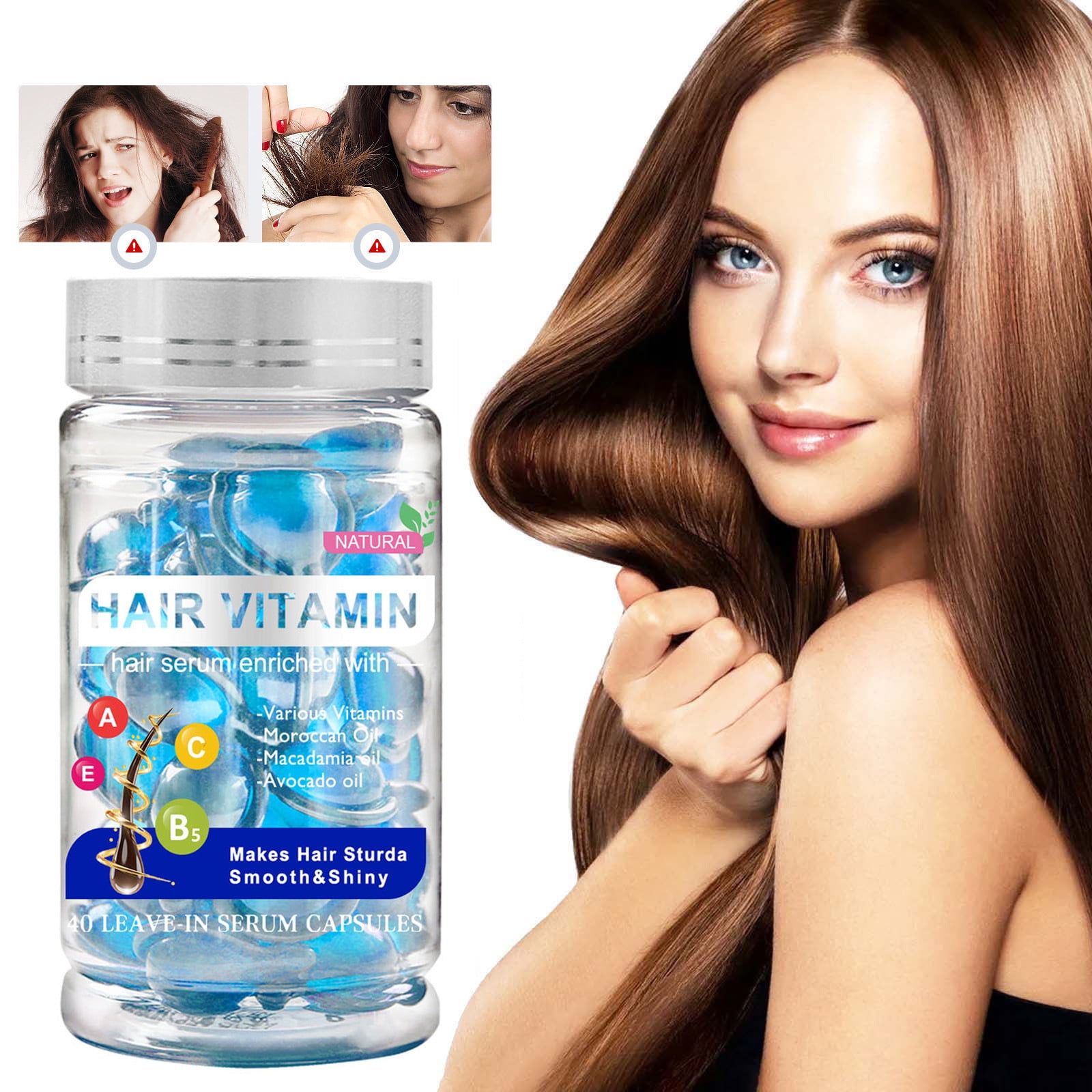 Moroccan Hair Serum Capsules, 40 Capsules, No Rinse Repair, Antifrizz Formula, Deep Conditioning ...