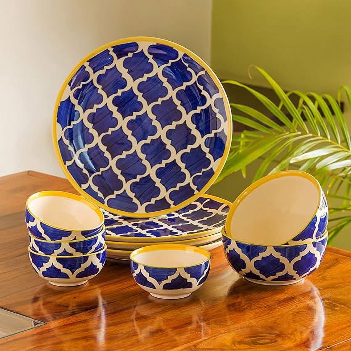 Moroccan' Handpainted Ceramic Dinner Set Ceramic Plates for Dinner ...