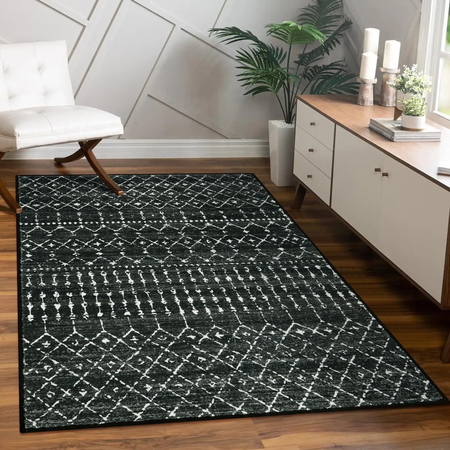 Moroccan Machine Washable Rugs, Printed 18 x 30 Inches Rug Non Slip ...