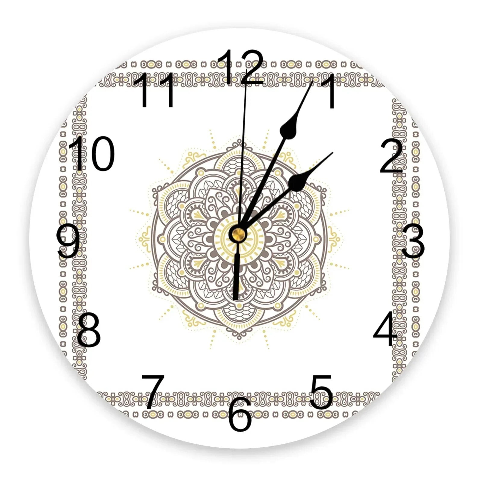 Moroccan Mandala Flower White Wall Clock For Modern Home Decoration ...