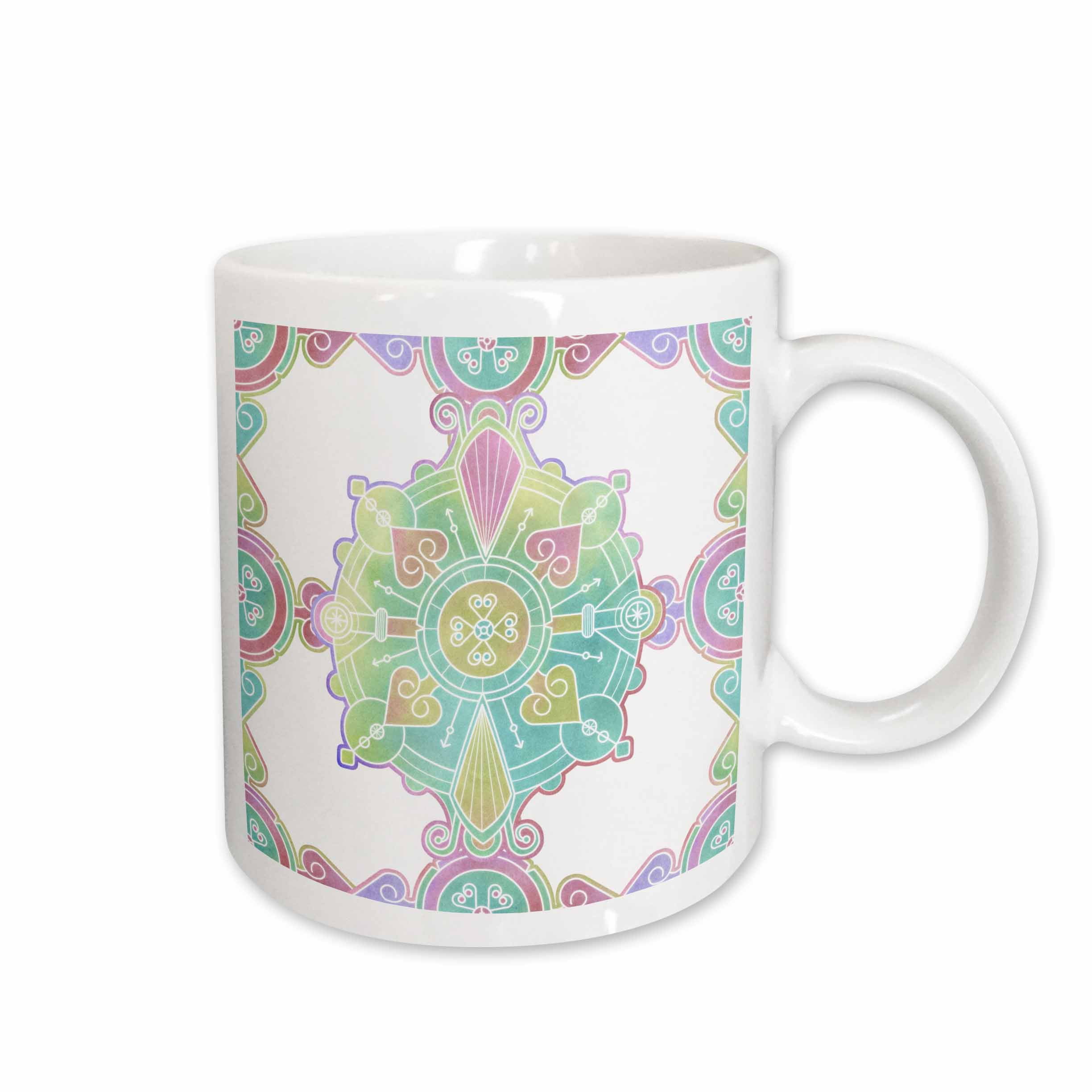 Moroccan Mandala Medallion Rainbow Watercolor 15oz Mug mug-212488-2 ...