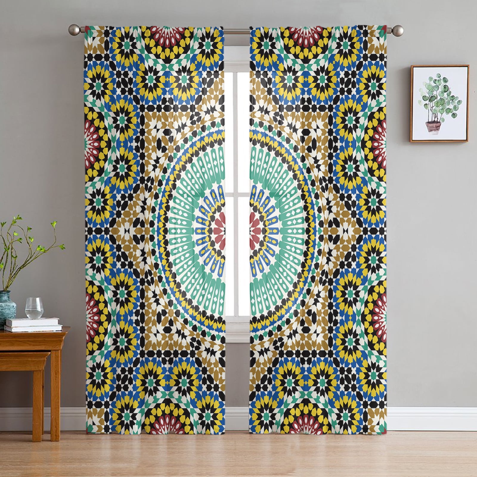 Moroccan Medieval Vintage Door Tulle Curtains For Living Room Bedroom ...