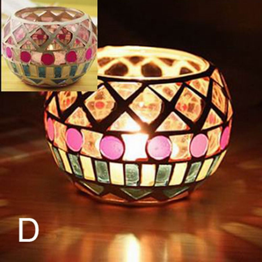 Moroccan Mosaic Glass Votive Candle Holder Tea Light Candelabra ...