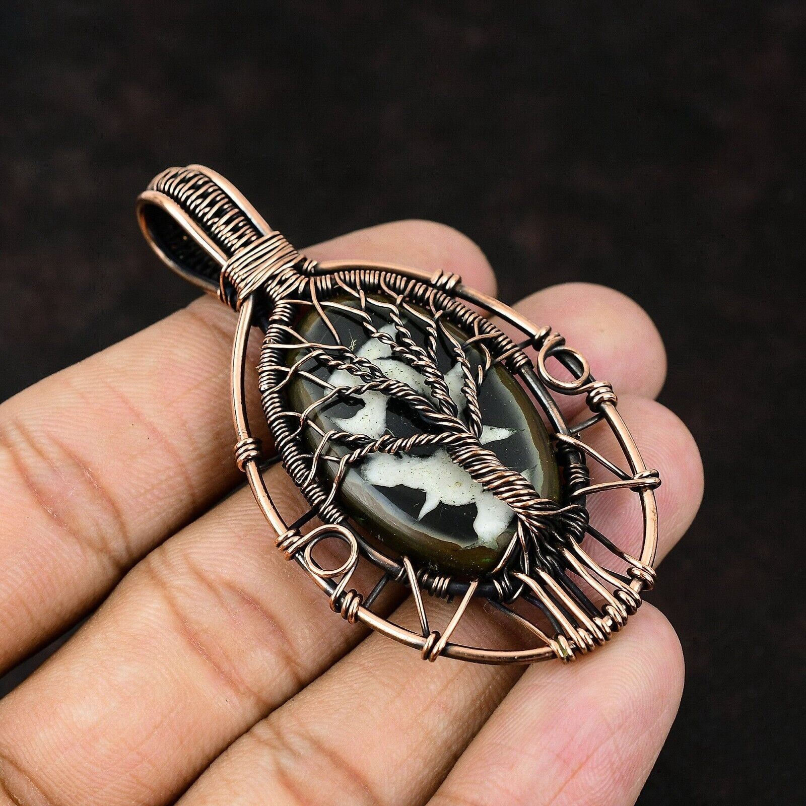Moroccan Mud Crack Fossil Copper Mum Gift Wire Wrapped Tree Of Life 2. ...