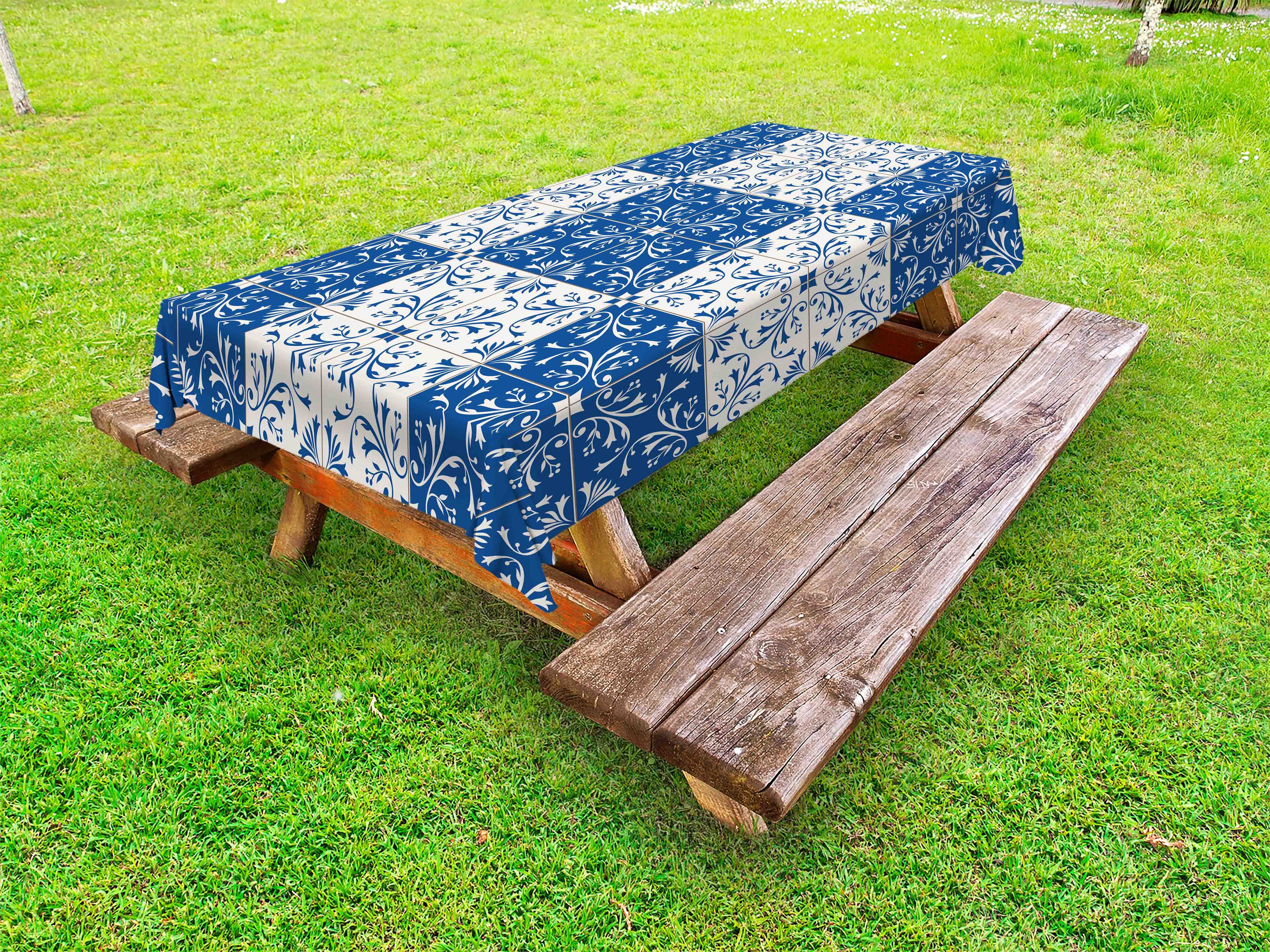 Moroccan Outdoor Tablecloth, Turkish Portuguese Style Mosaic Ceramic ...