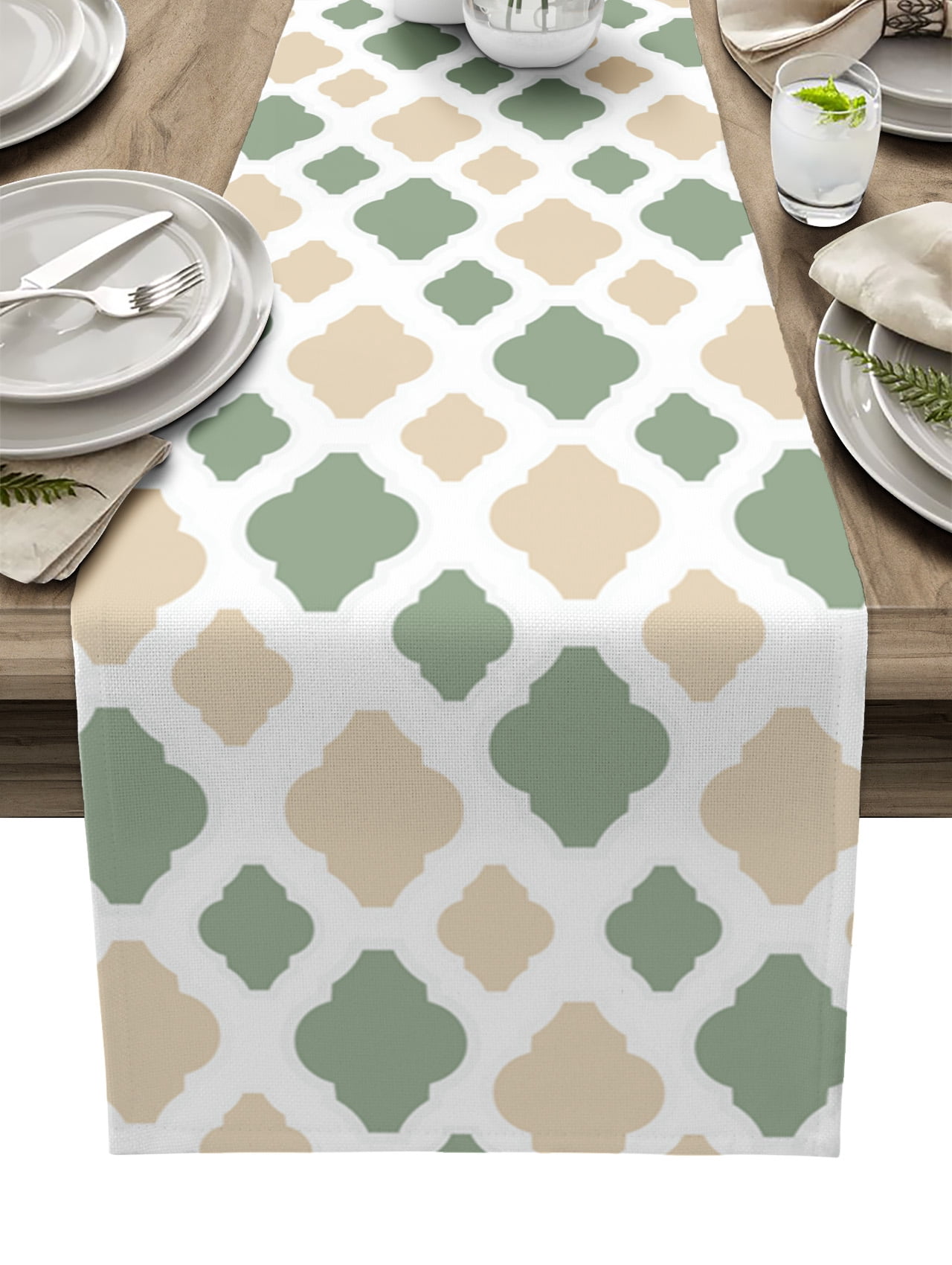 Moroccan Pattern Dark Blue Geometric Table Runner Home Wedding Table ...