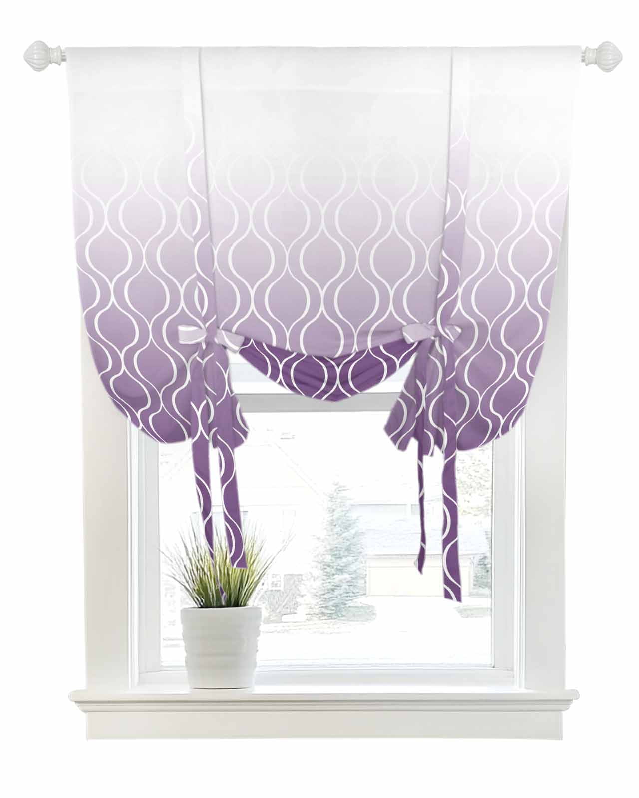 Moroccan Purple Tie Up Curtains for Window, Thermal Insulated Balloon Shade Adjustable Rod ...
