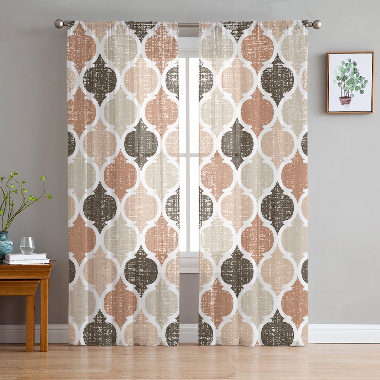 Moroccan Sheer Curtains 72 Inches Long 2 Panels Set, Window Sheer ...