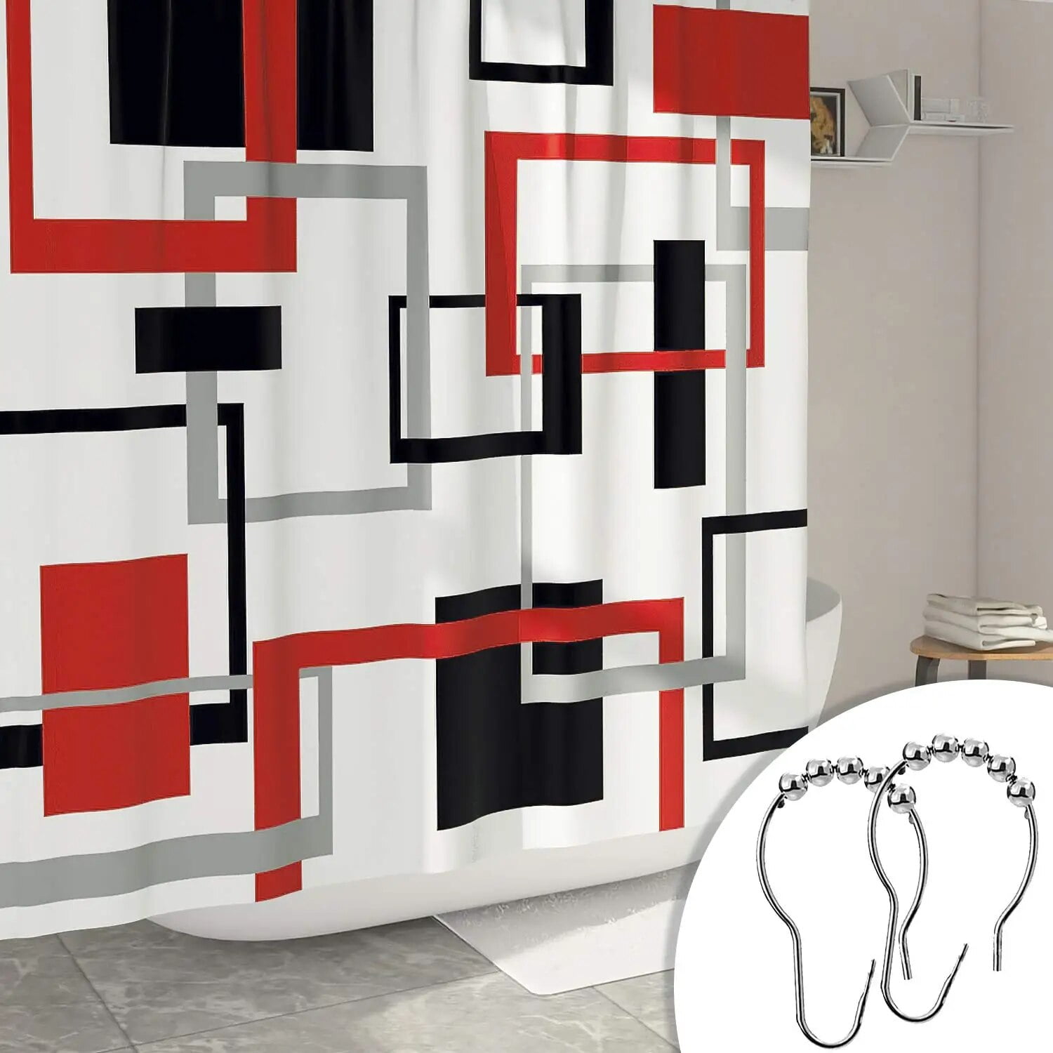 Moroccan Shower Curtain Watercolor Geometric Quatrefoil Curtains For