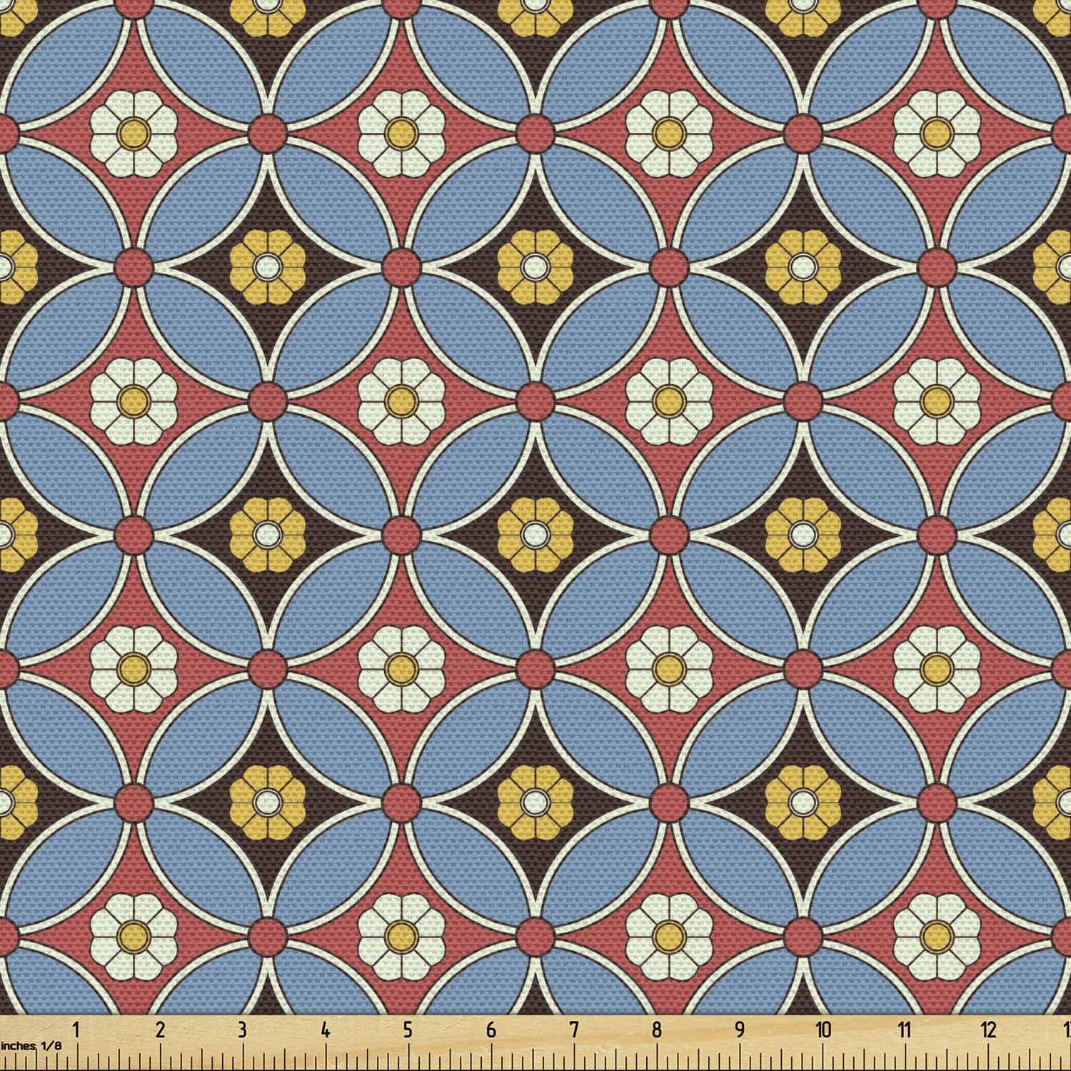 Ambesonne Moroccan Fabric by the Yard Upholstery, Eastern Mosaic Motif ...