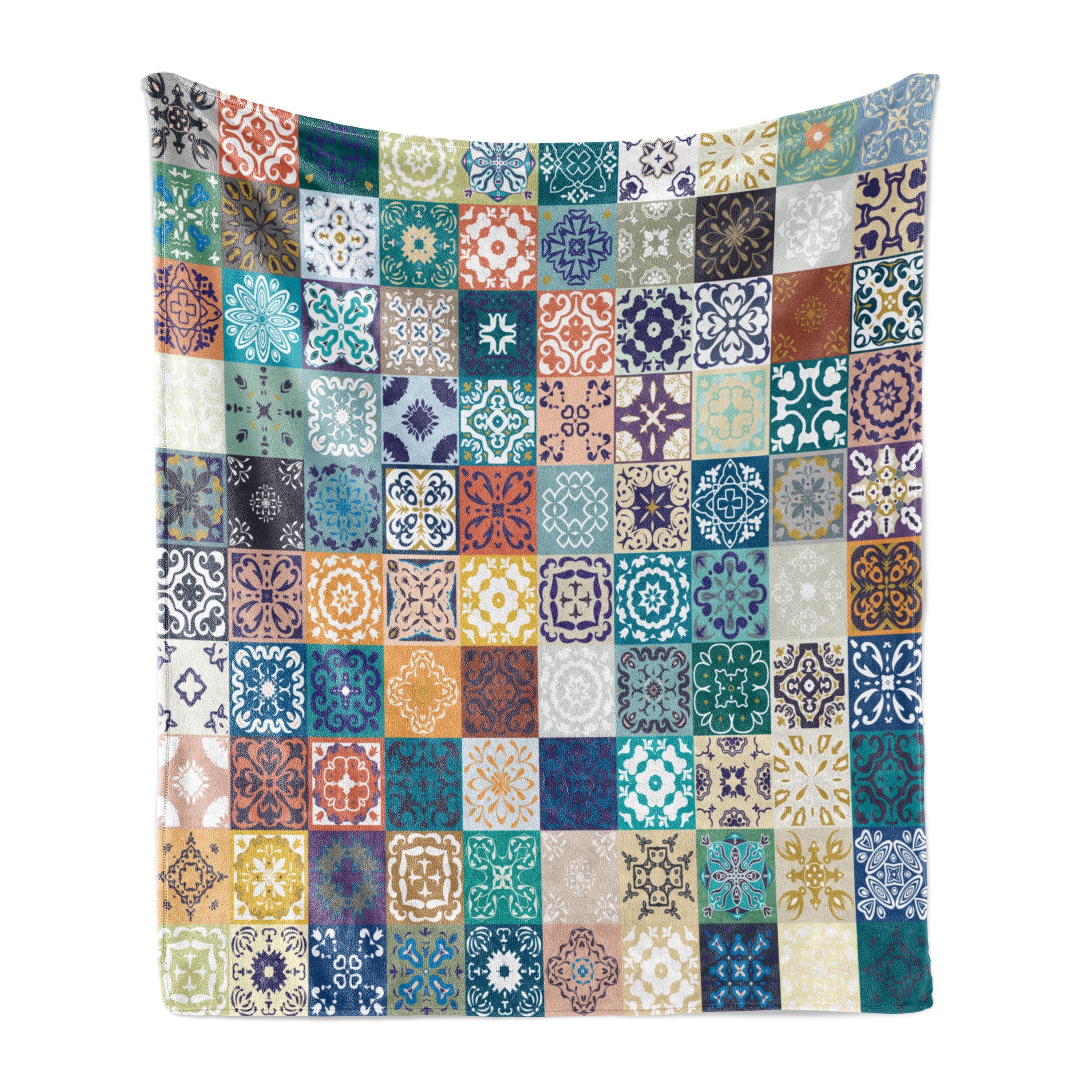 Moroccan Soft Flannel Fleece Throw Blanket, Patchwork Pattern Different ...